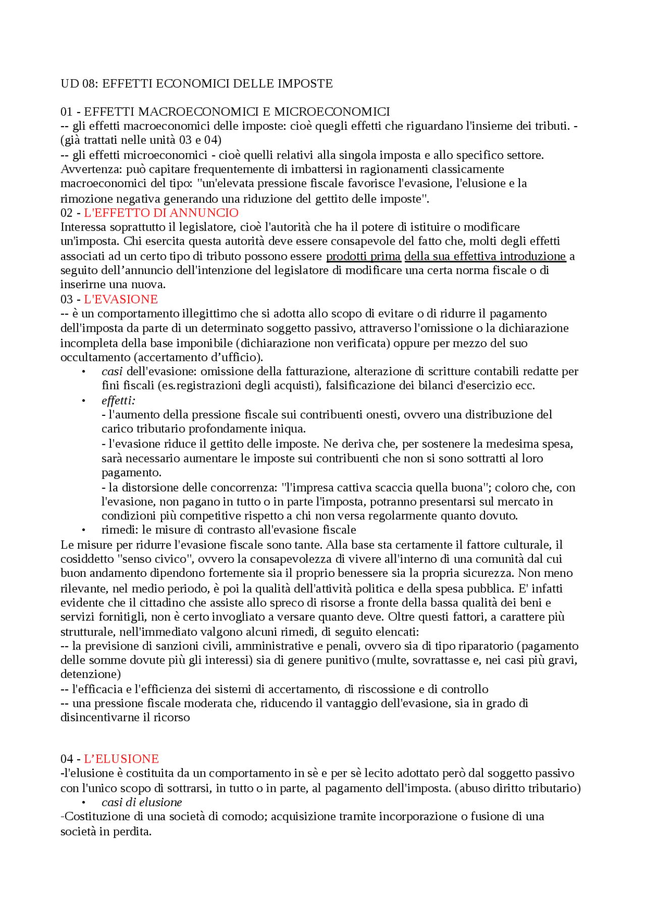 Effetti Economici Delle Imposte Docsity