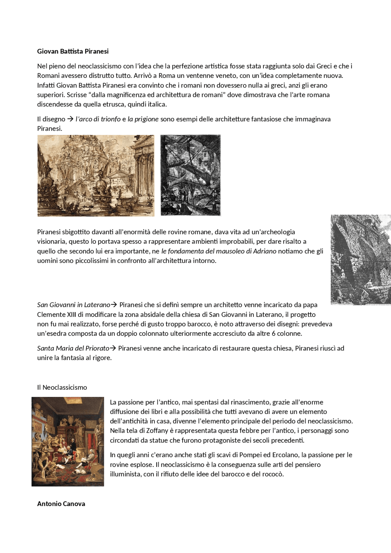 Neoclassicismo Piranesi Canova Ingres E David Docsity