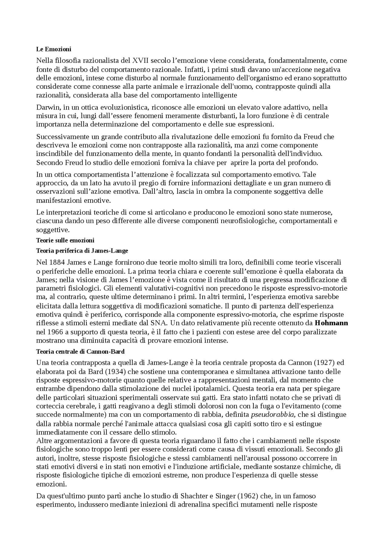 Le Emozioniteorie A Confronto Docsity