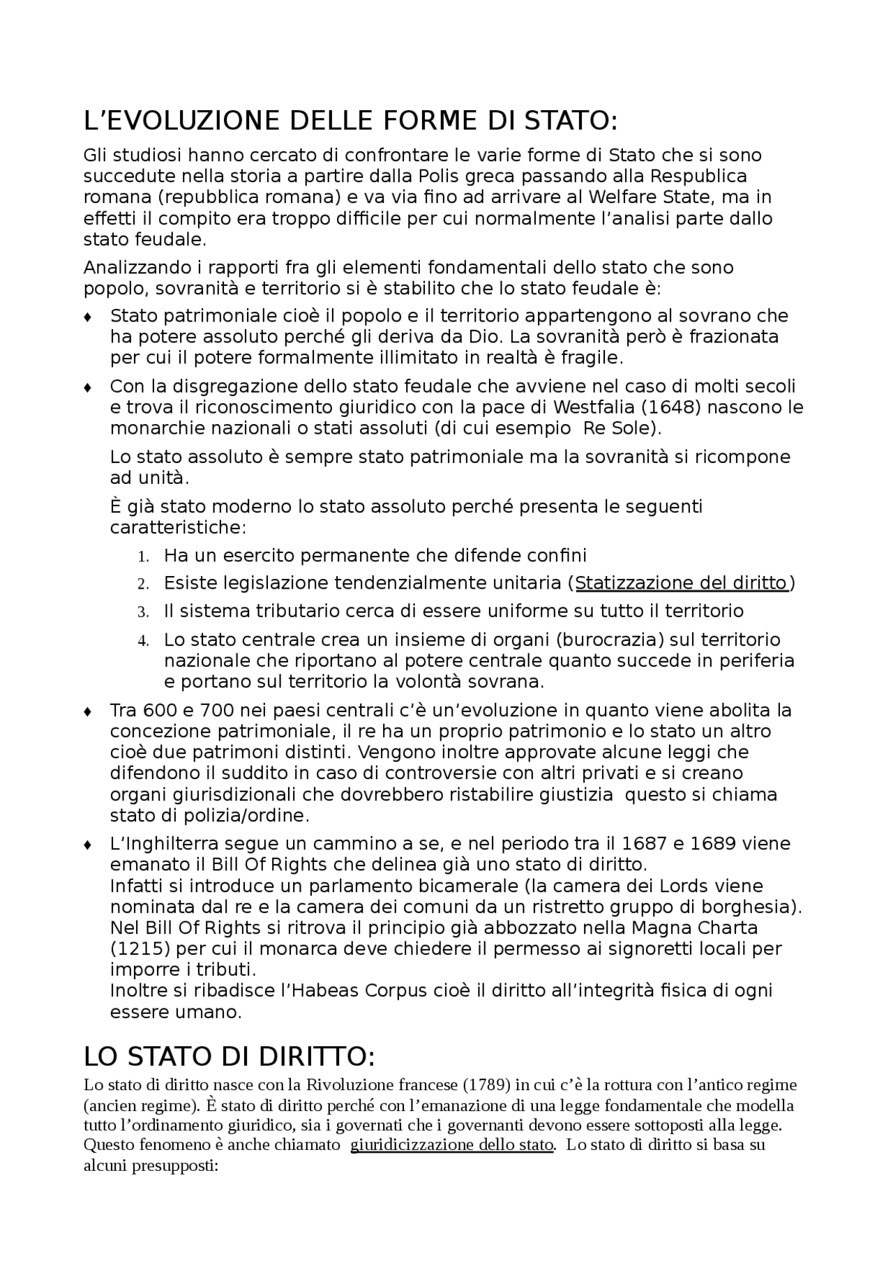 Evoluzione Delle Varie Forme Di Stato Docsity