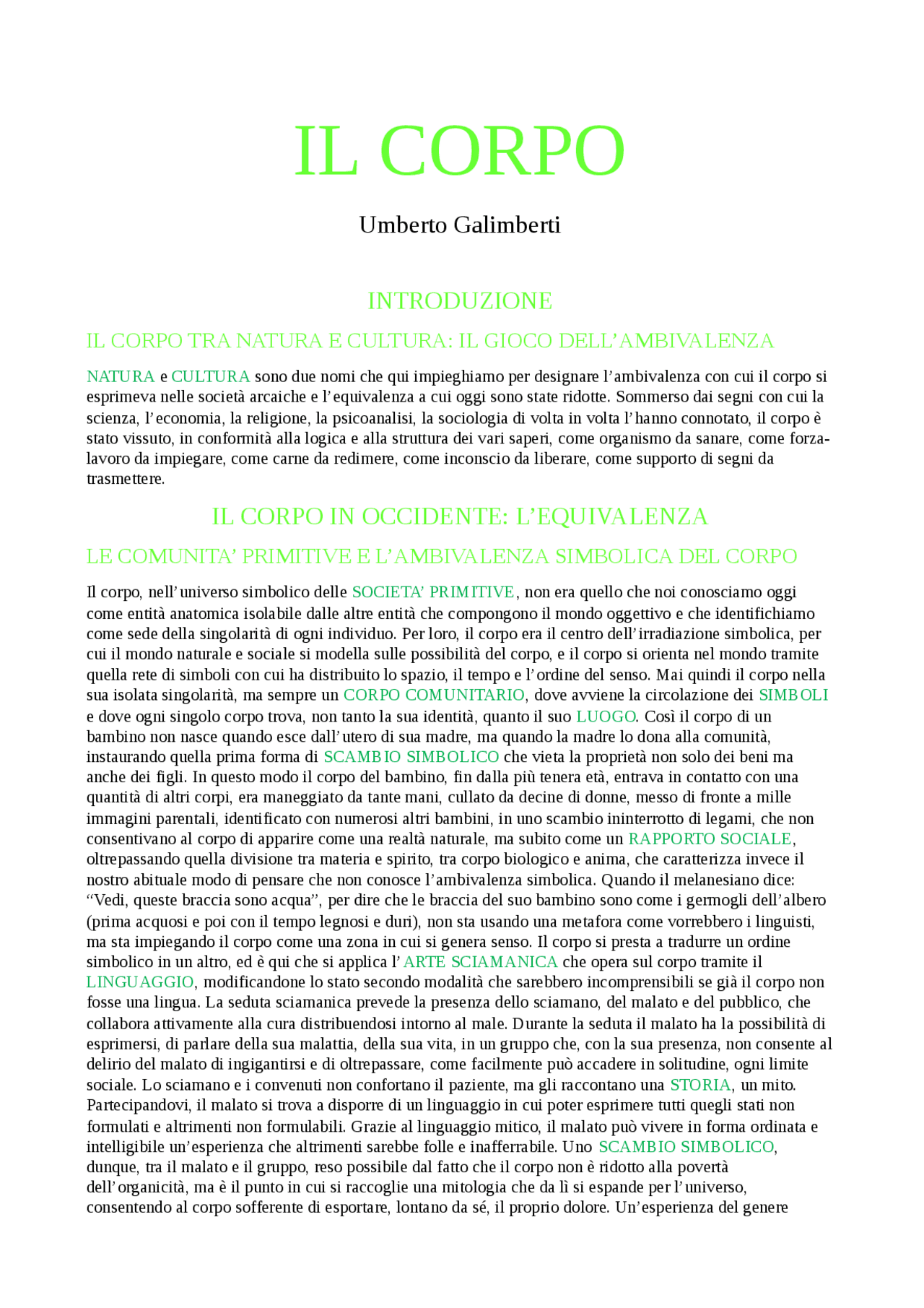 Riassunto Il Corpo Appunti Di Scienze Delleducazione Docsity