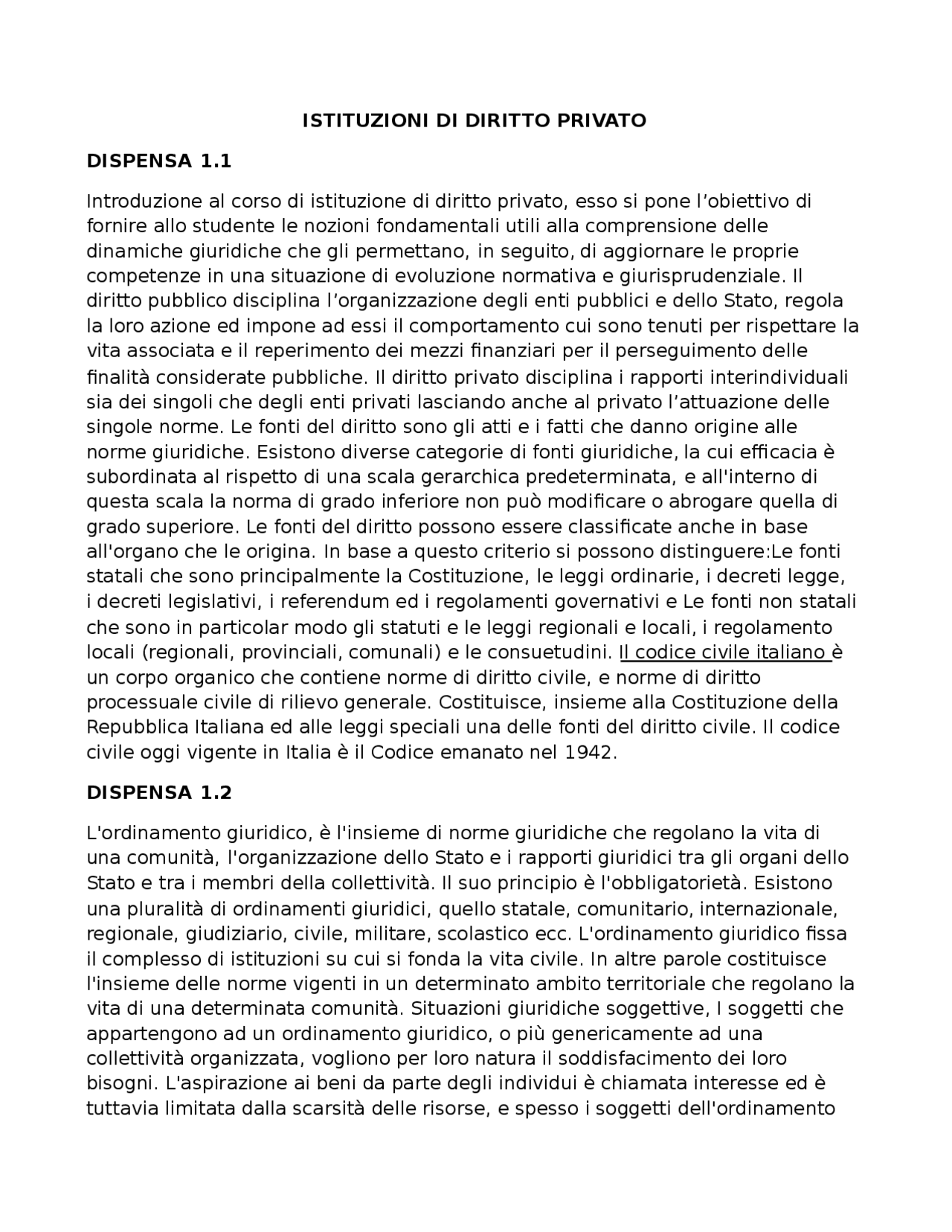 DISPENDE UTILI DI DIRITTO PRIVATO PEGASO - Docsity