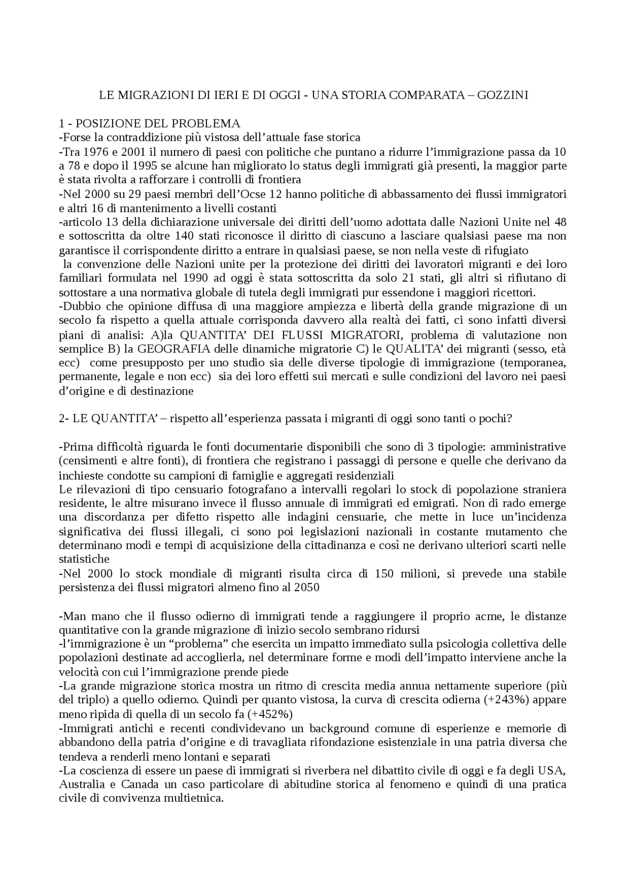 Le Migrazioni Di Ieri E Di Oggi Di Gozzini Schemi E Mappe Concettuali
