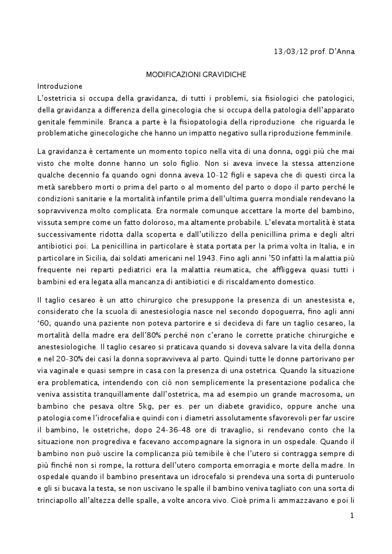 Modificazioni Gravidiche Prof Danna Docsity