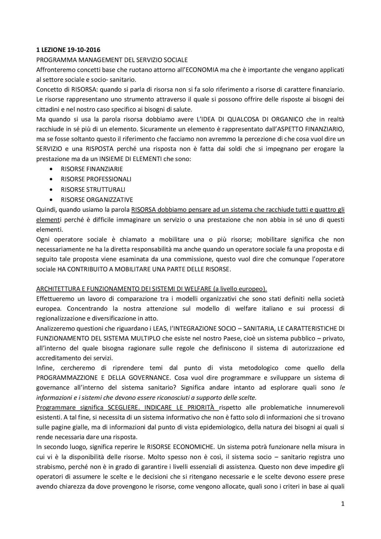 Sbobinature Corso Di Management Dei Servizi Sociali Cecchi Docsity