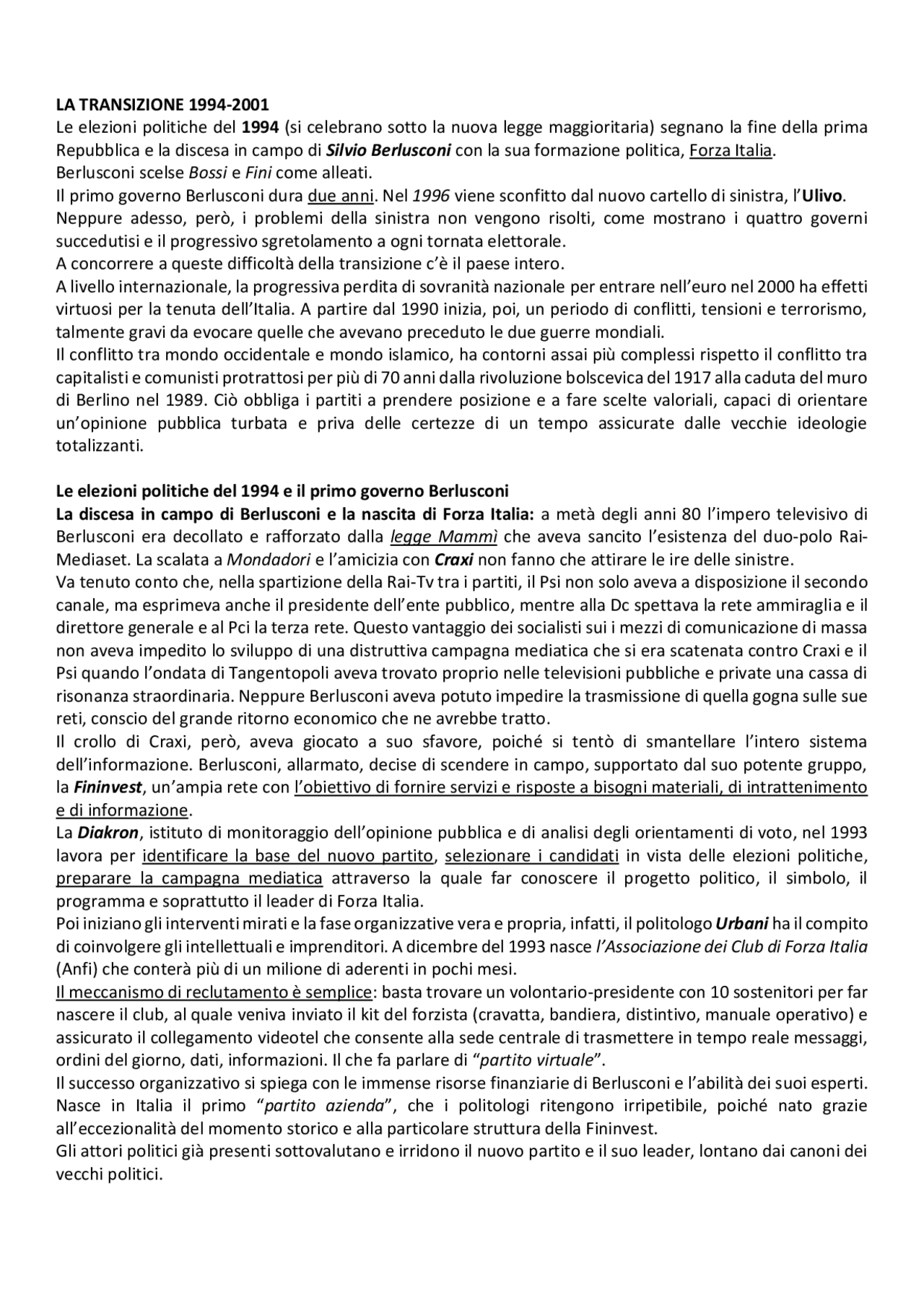 Storia Della Repubblica Docsity