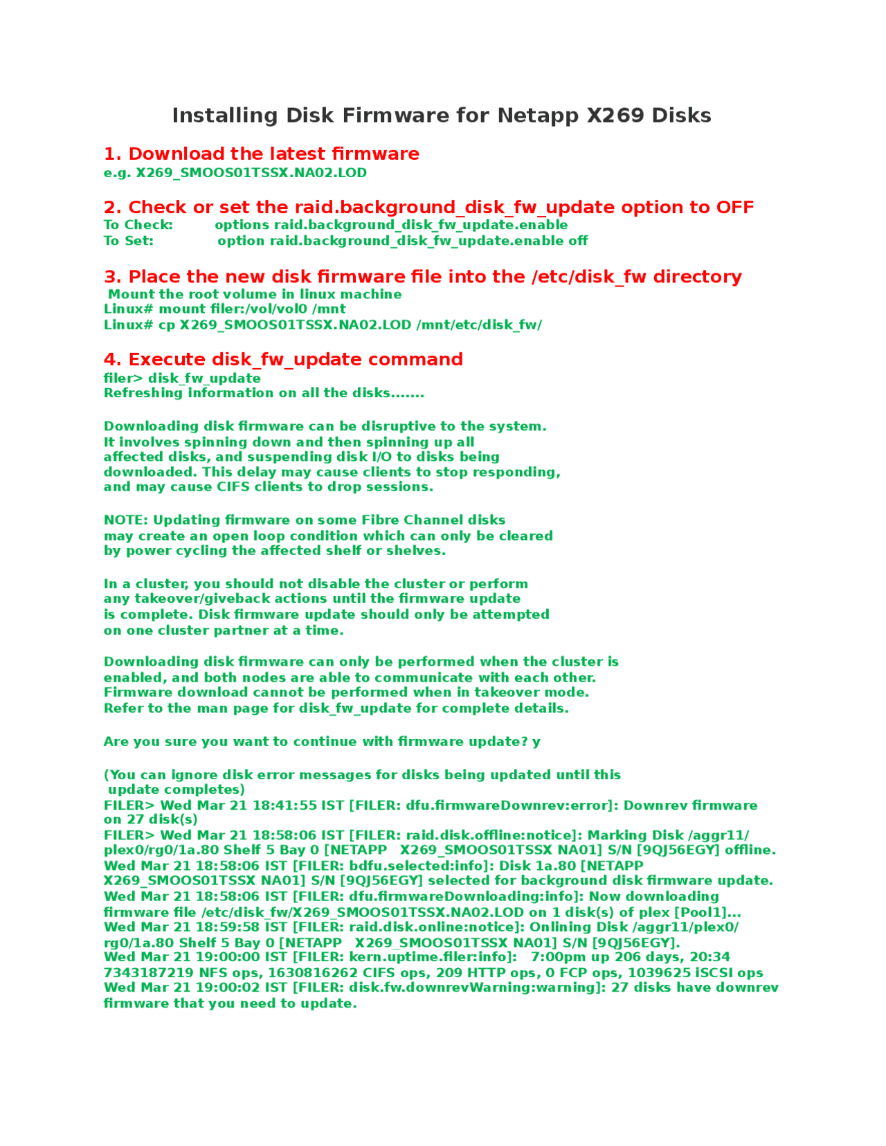 Netapp Disk Firmware Installation Exercises Computer Science Docsity