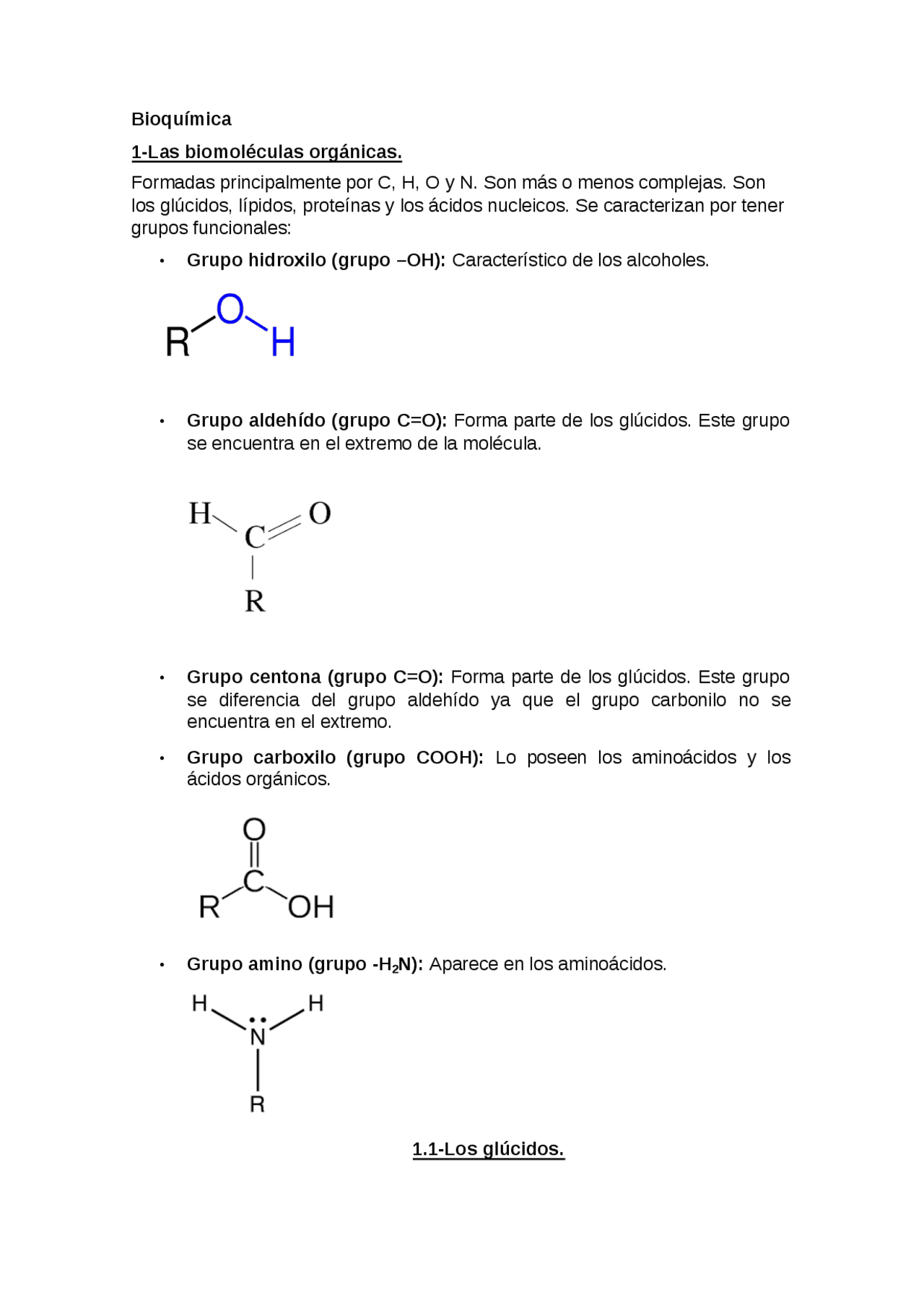 Bioquímica muy básica para 1 bachillerato | Apuntes de Biología | Docsity