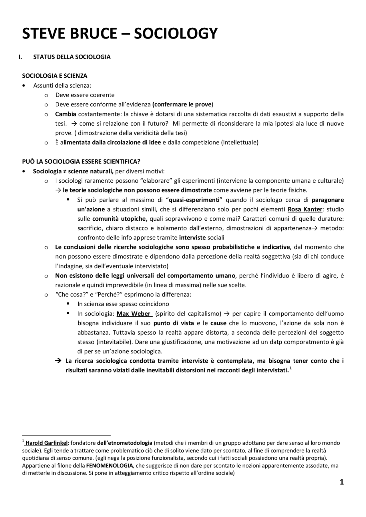 STEVE BRUCE – SOCIOLOGY - Docsity