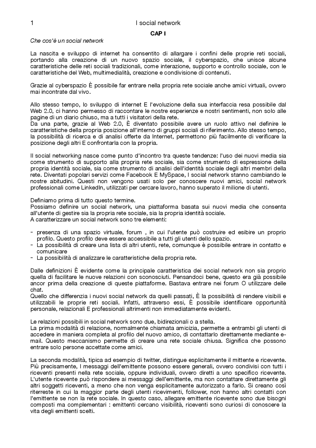 I Social Network Di Giuseppe Riva Docsity