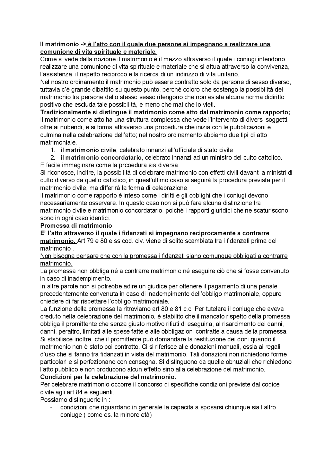 Diritto Di Famiglia Sintesi Docsity