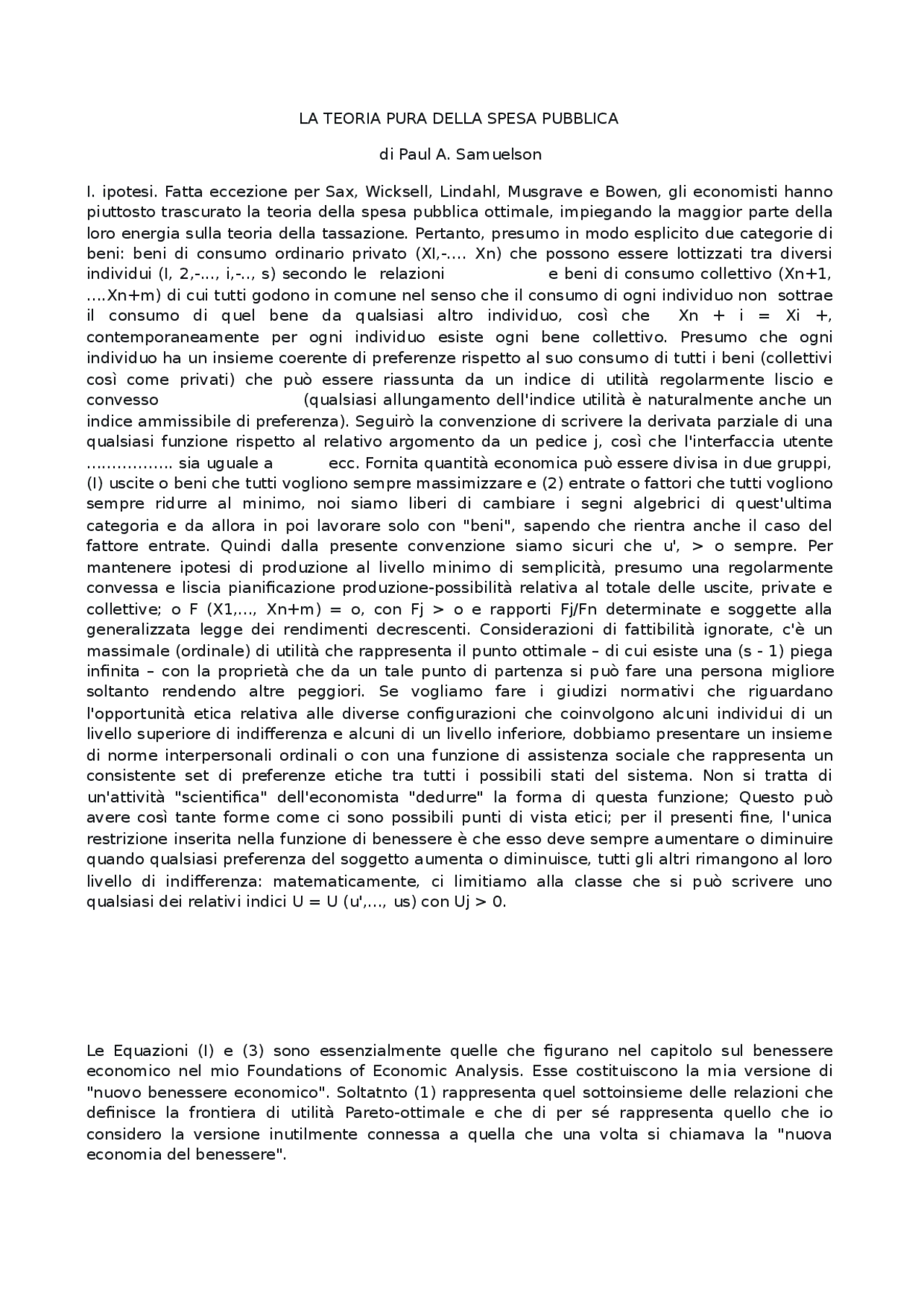 Traduzione samuelson - Docsity