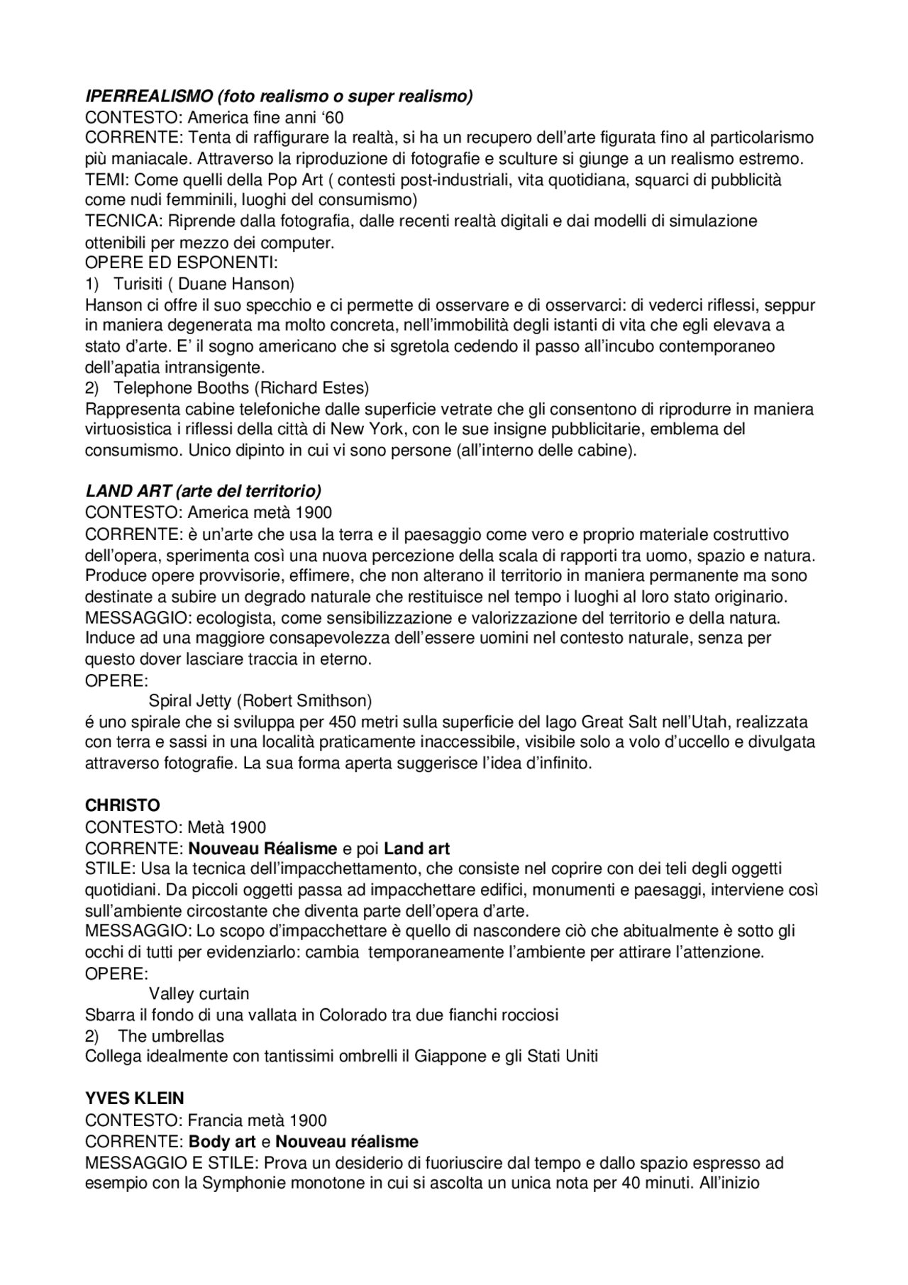 Concetti base arte contemporanea - Docsity