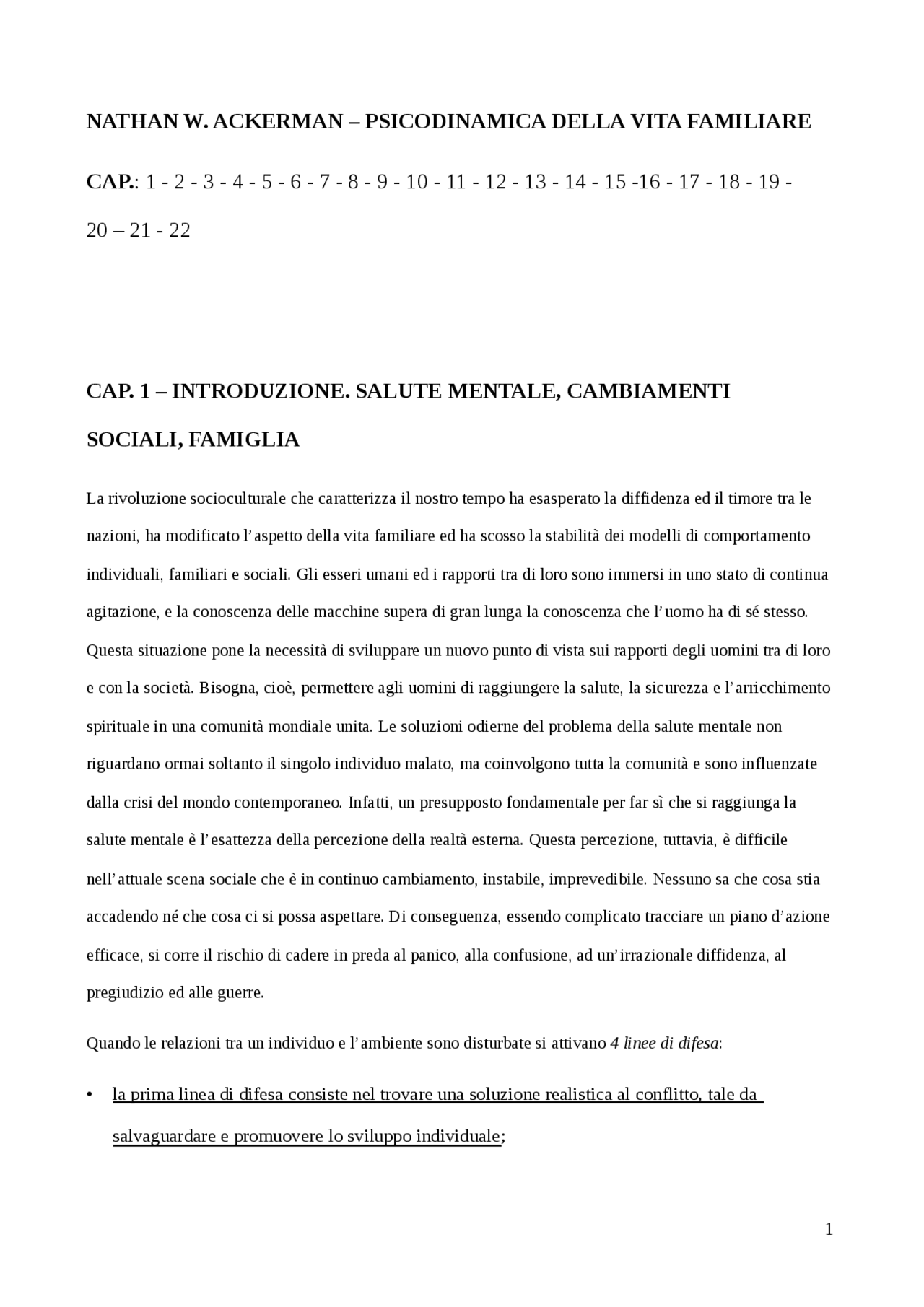 Nathan W. Ackerman - Psicodinamica della vita familiare - Docsity