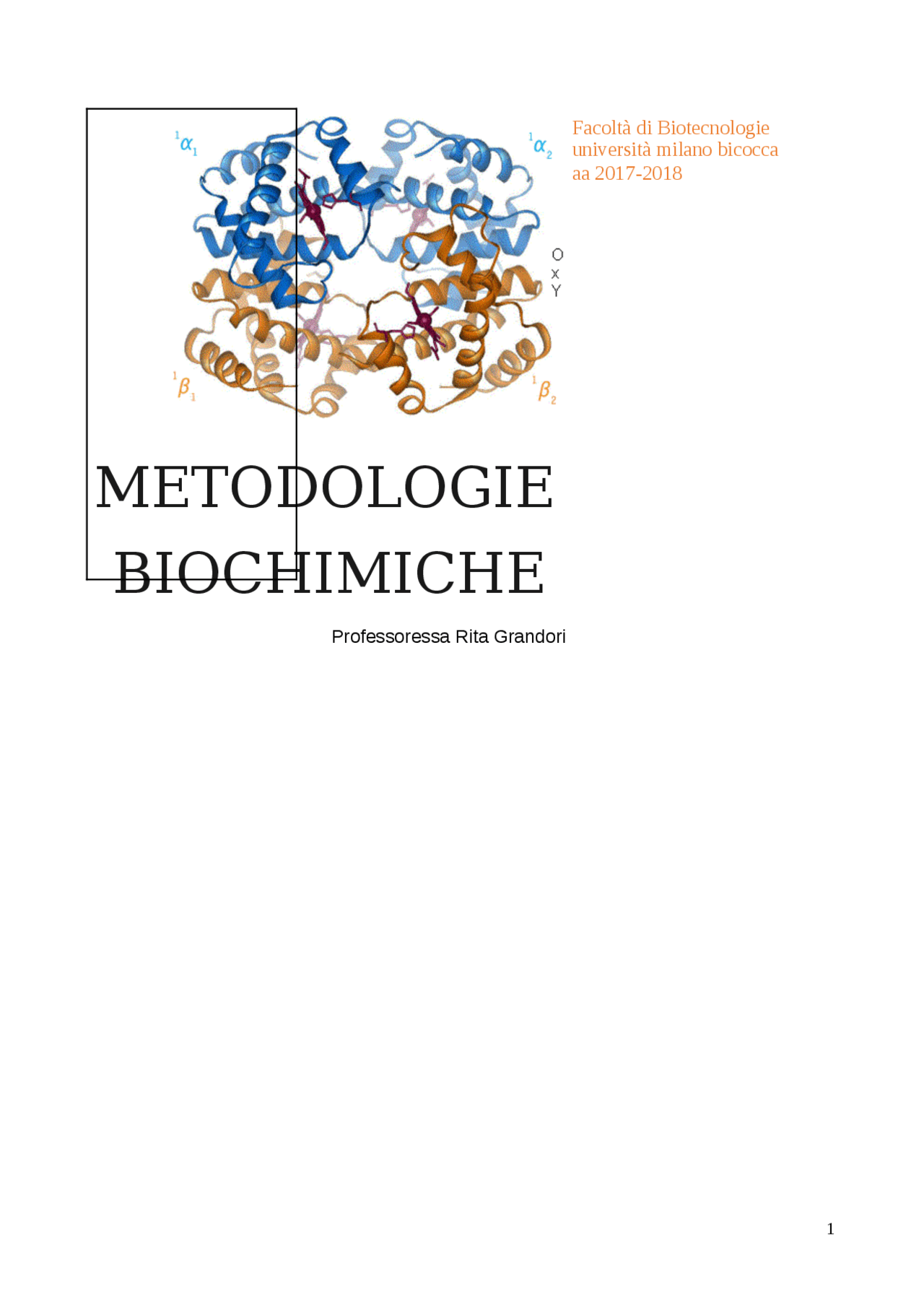 Metodologie Biochimiche Docsity