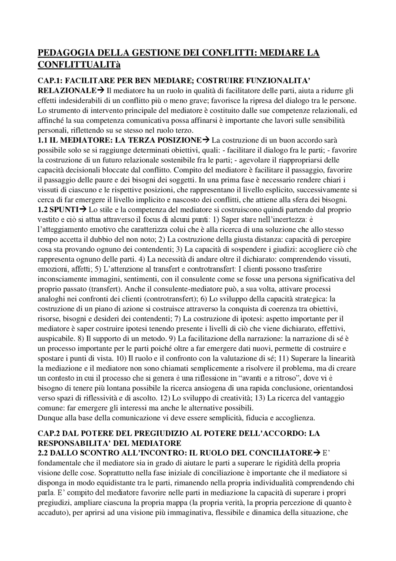 Mediare Le Conflittualità Docsity