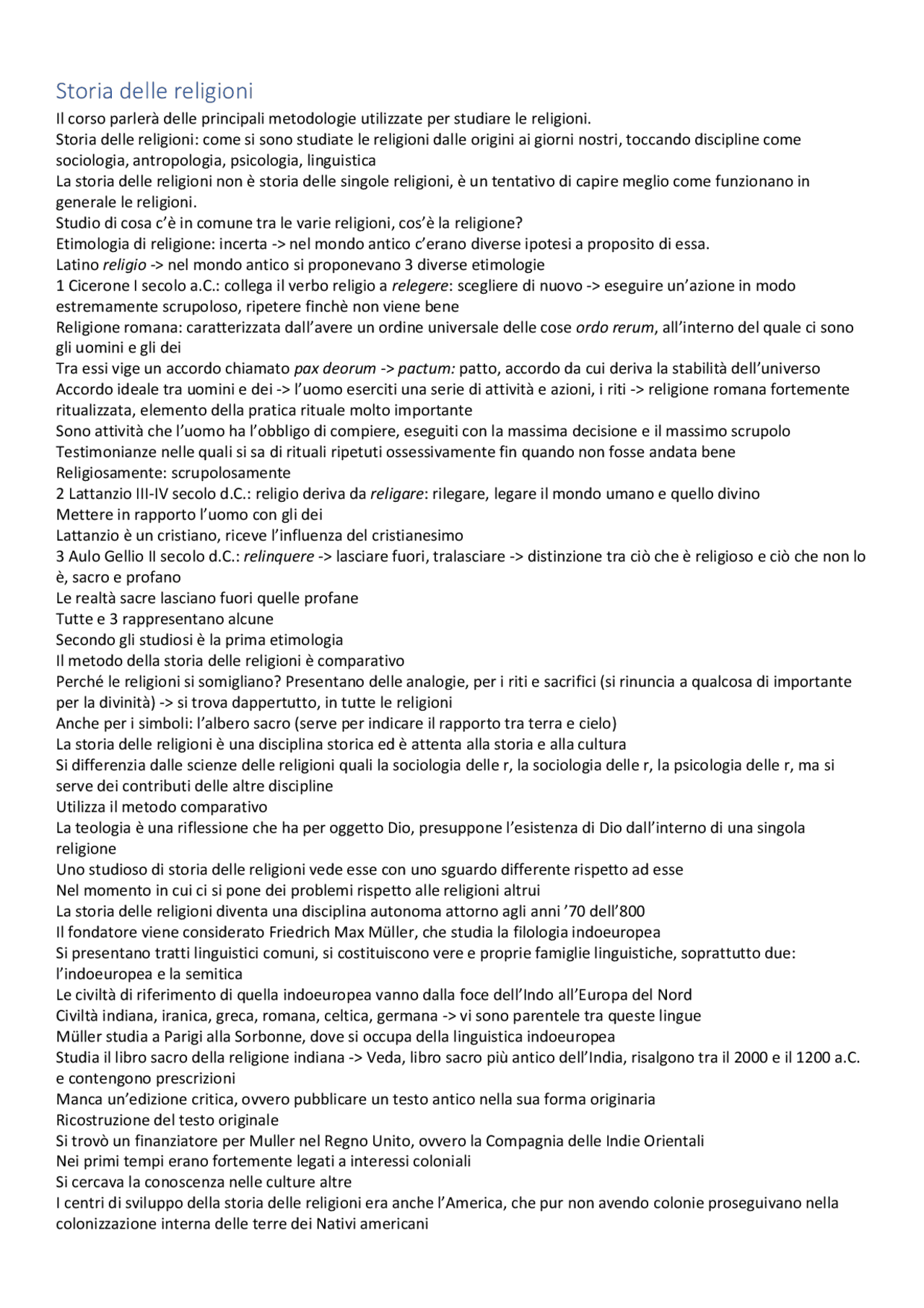 Storia Delle Religioni Docsity