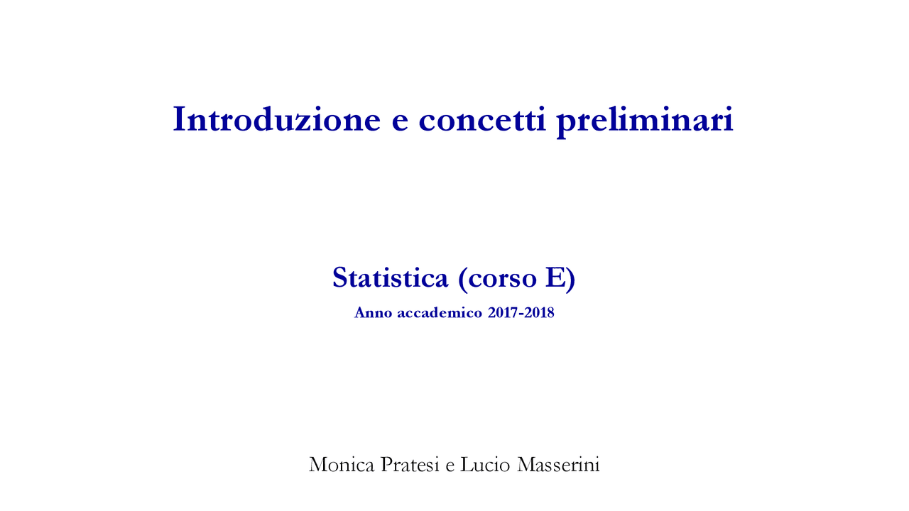 Concetti introduttivi di statistica - Docsity