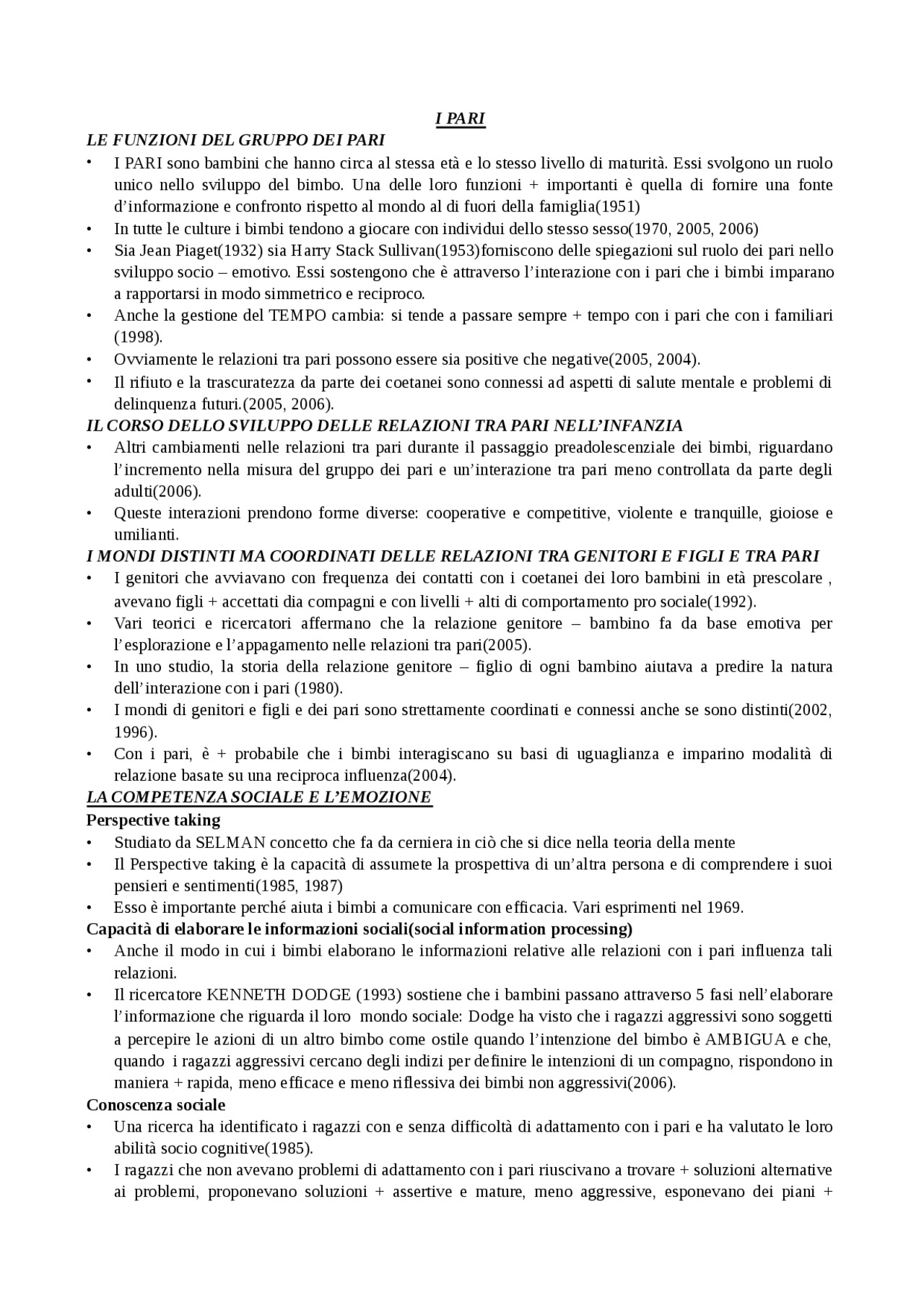 Manuale Psicologia Dello Sviluppo Docsity
