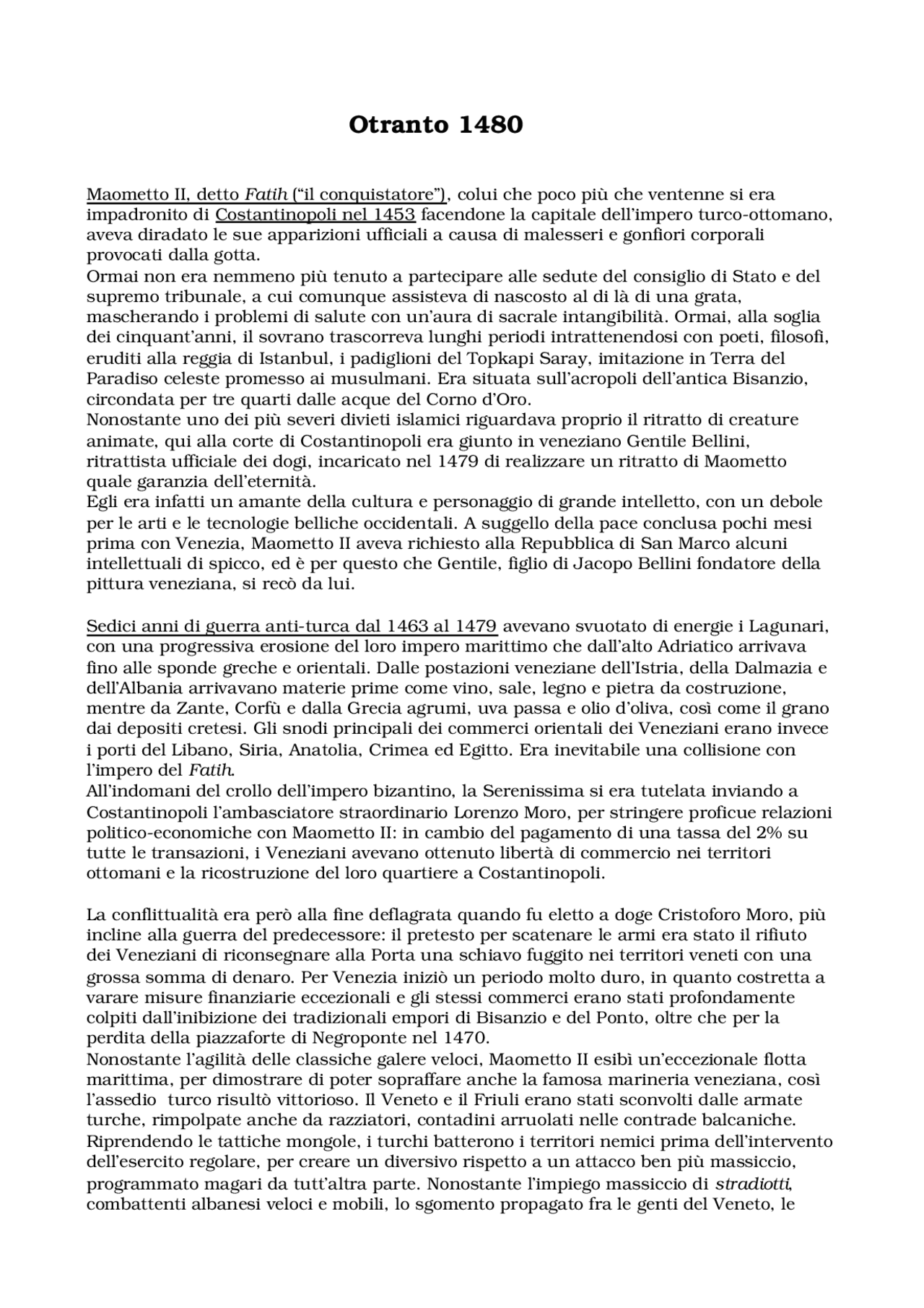 Otranto 1480. Il sultano, la strage, la conquista - Docsity