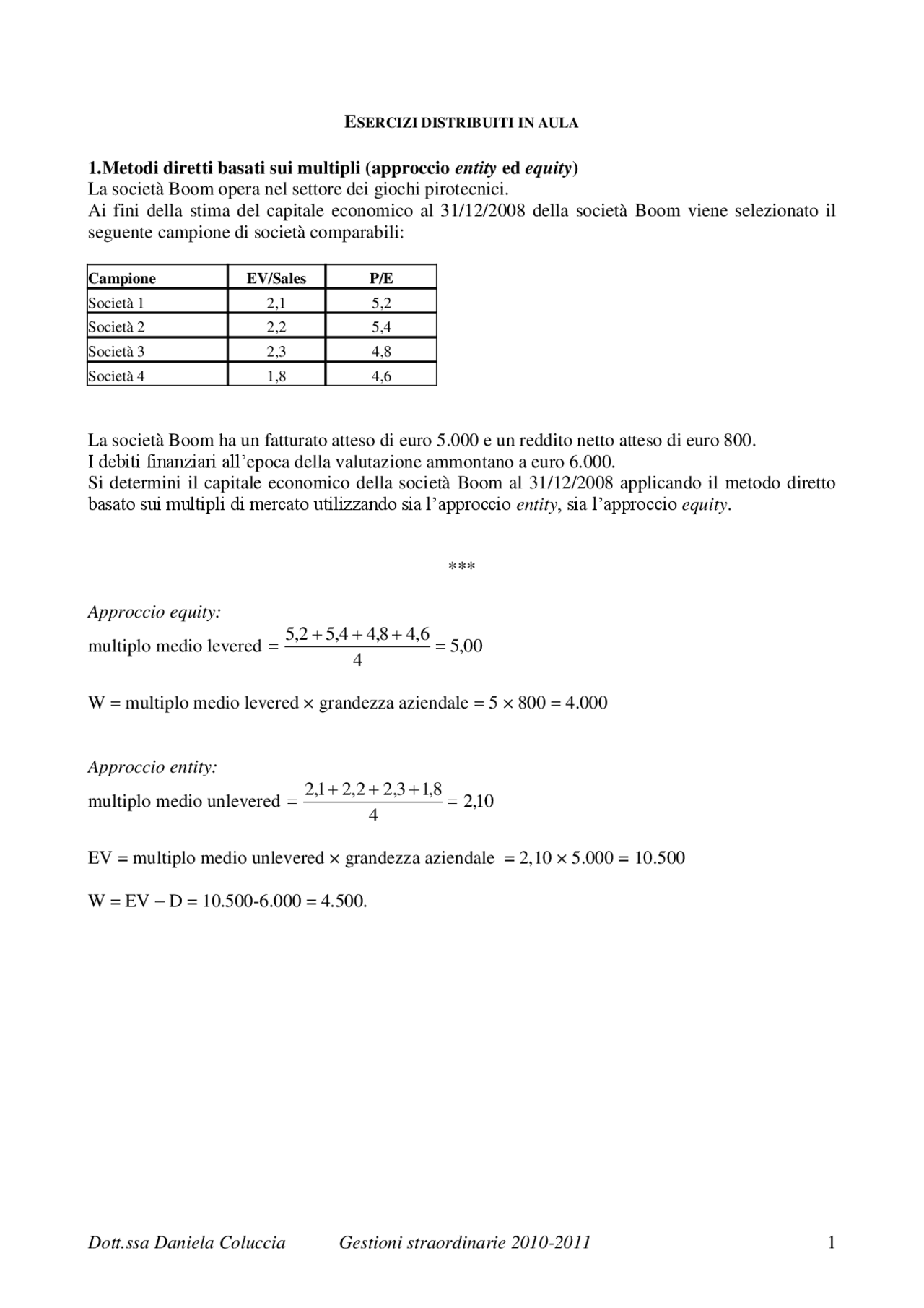 Gestioni Straordinarie Sapienza 2010 Docsity