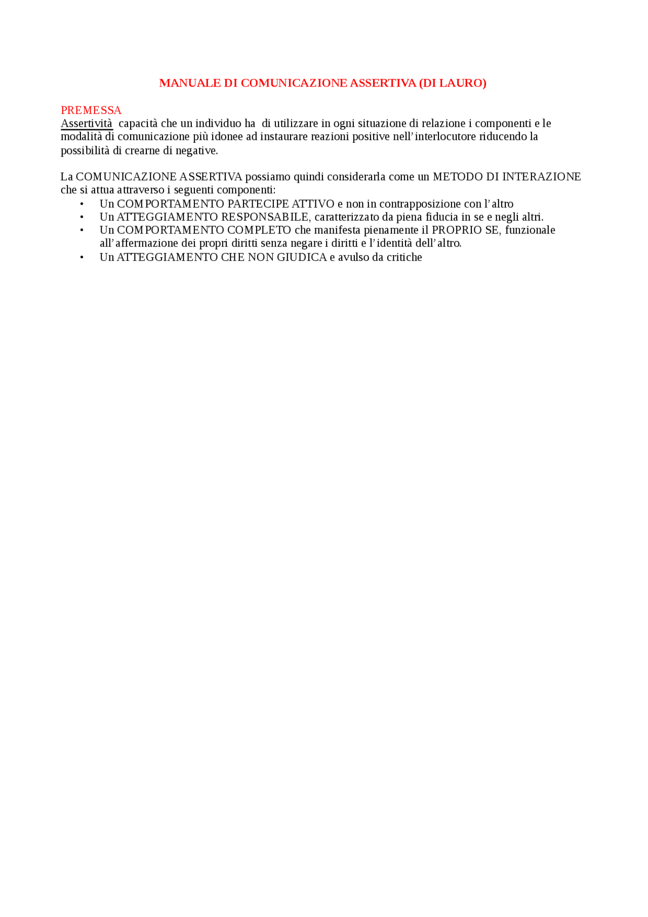 Manuale Di Comunicazione Assertiva Docsity