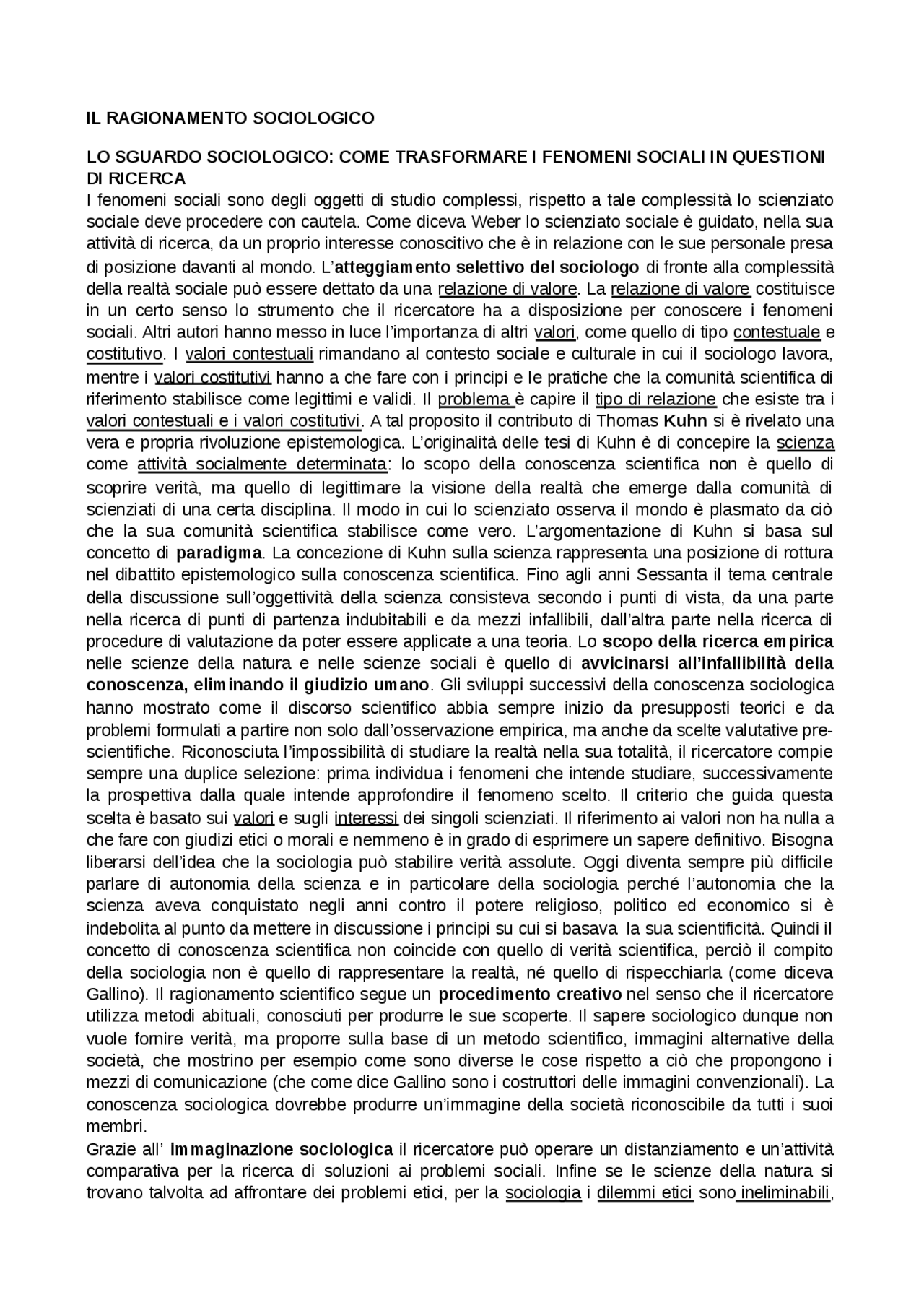 Il ragionamento sociologico - Docsity