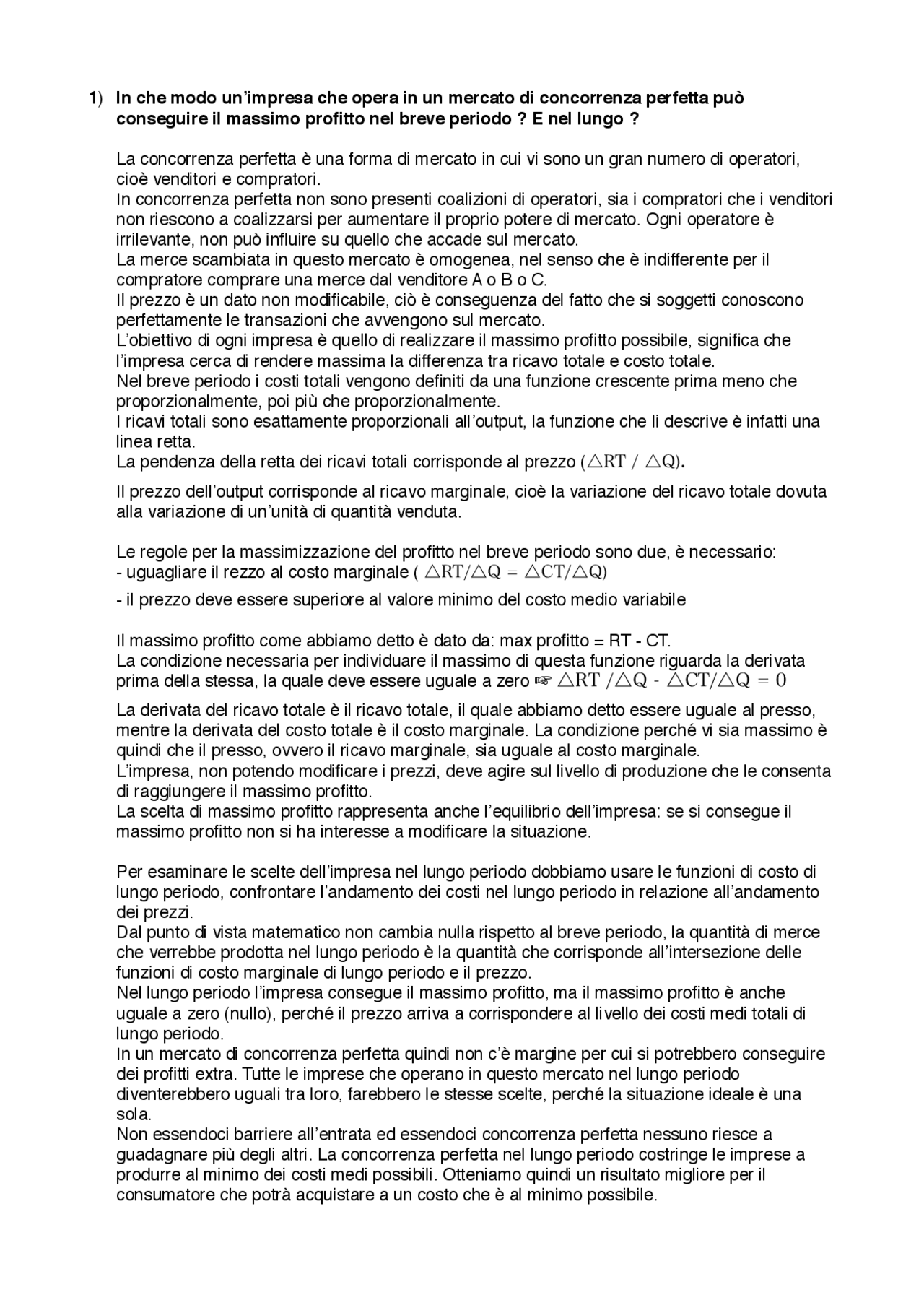 Domande Risposte Microeconomia Ii Parte Varri Docsity