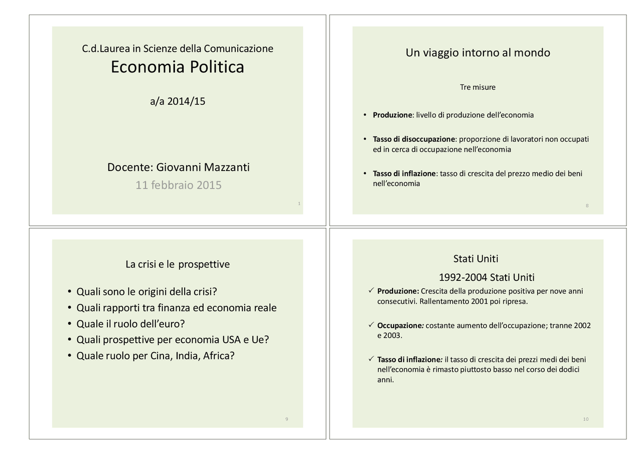 Slide Macroeconomia Prima Parte Docsity