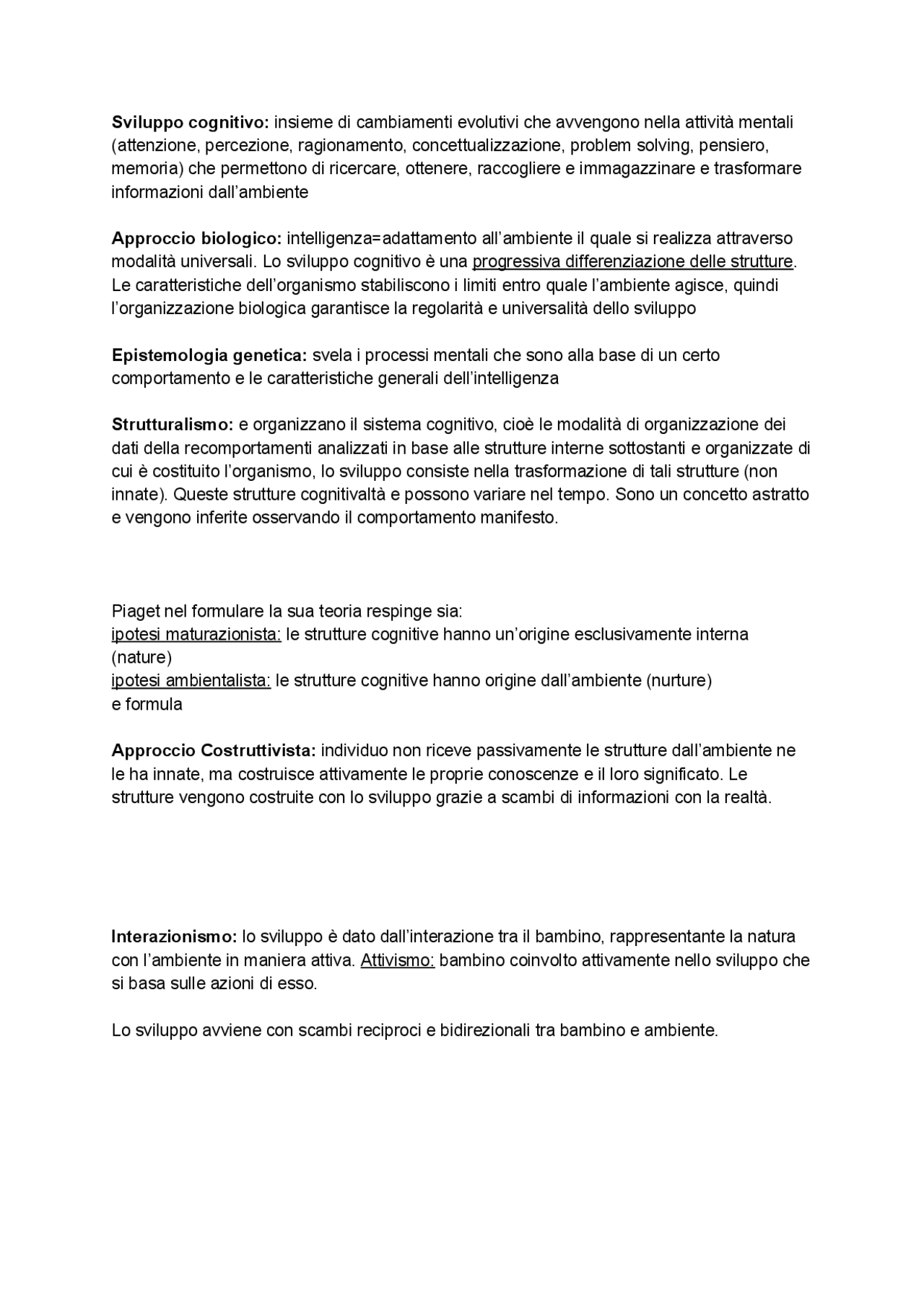 Appunti Sulla Teoria Dello Sviluppo Cognitivo Di Piaget Docsity