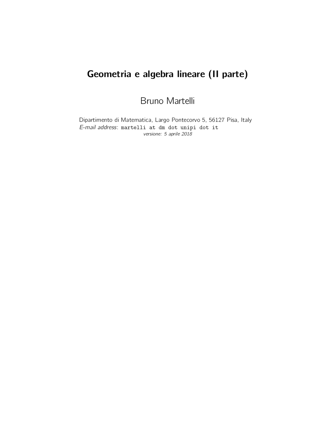 Geometria Bruno Martelli - Docsity