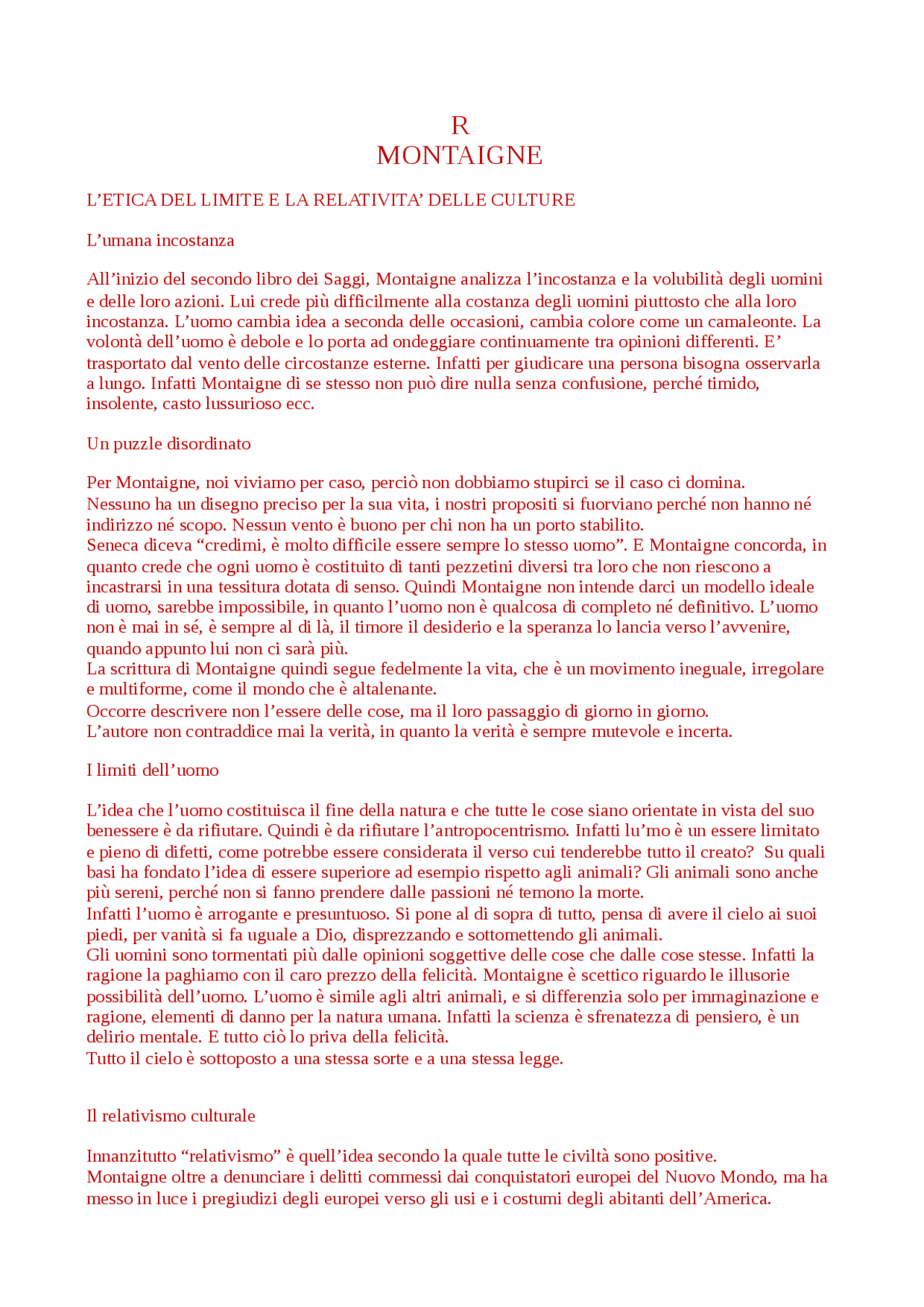 Appunti Su Montaigne Docsity
