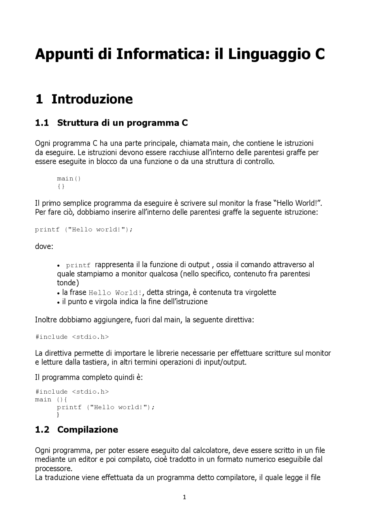 Linguaggio Programmazione C Docsity