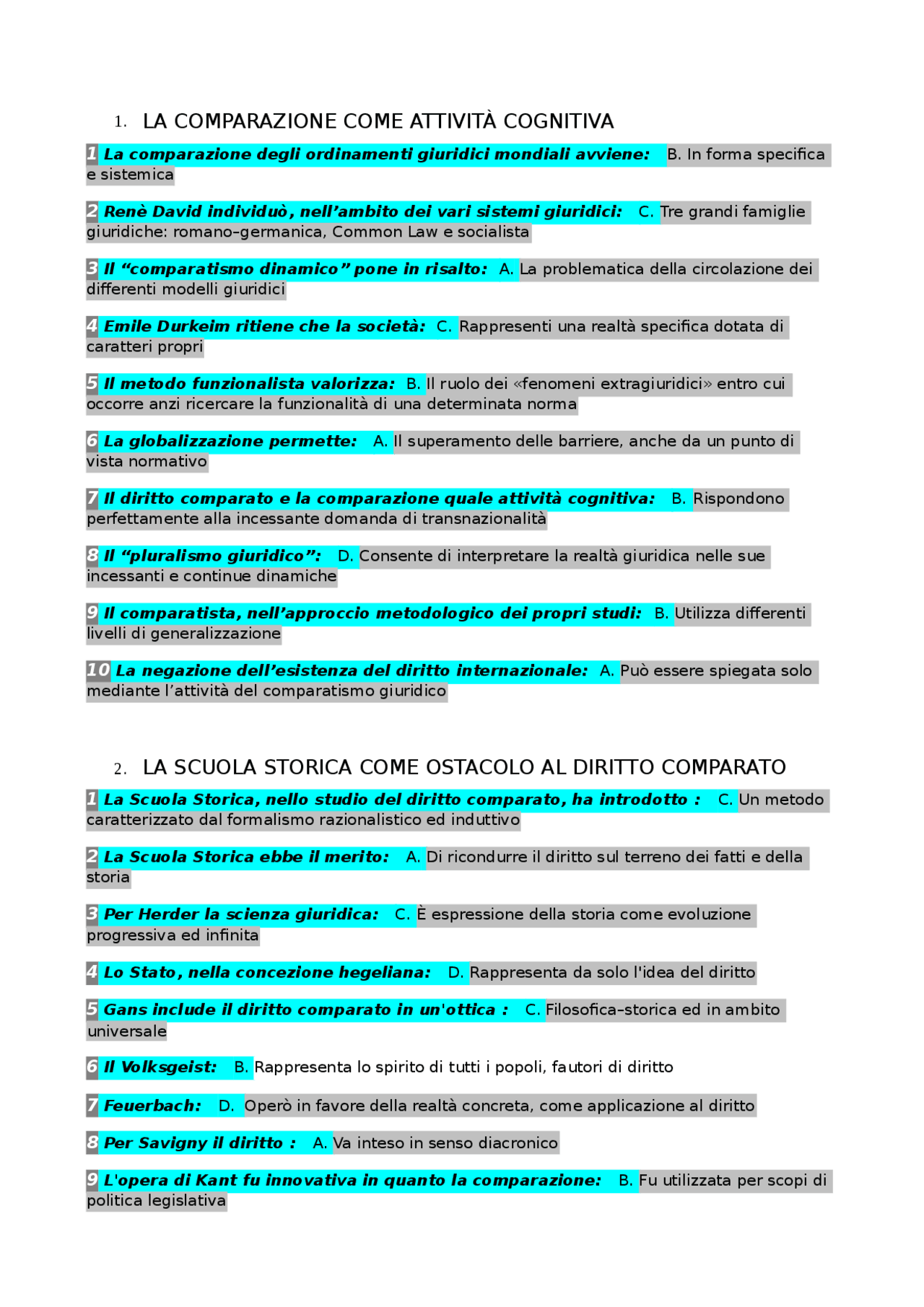Test Diritto Privato Comparatodoc Docsity