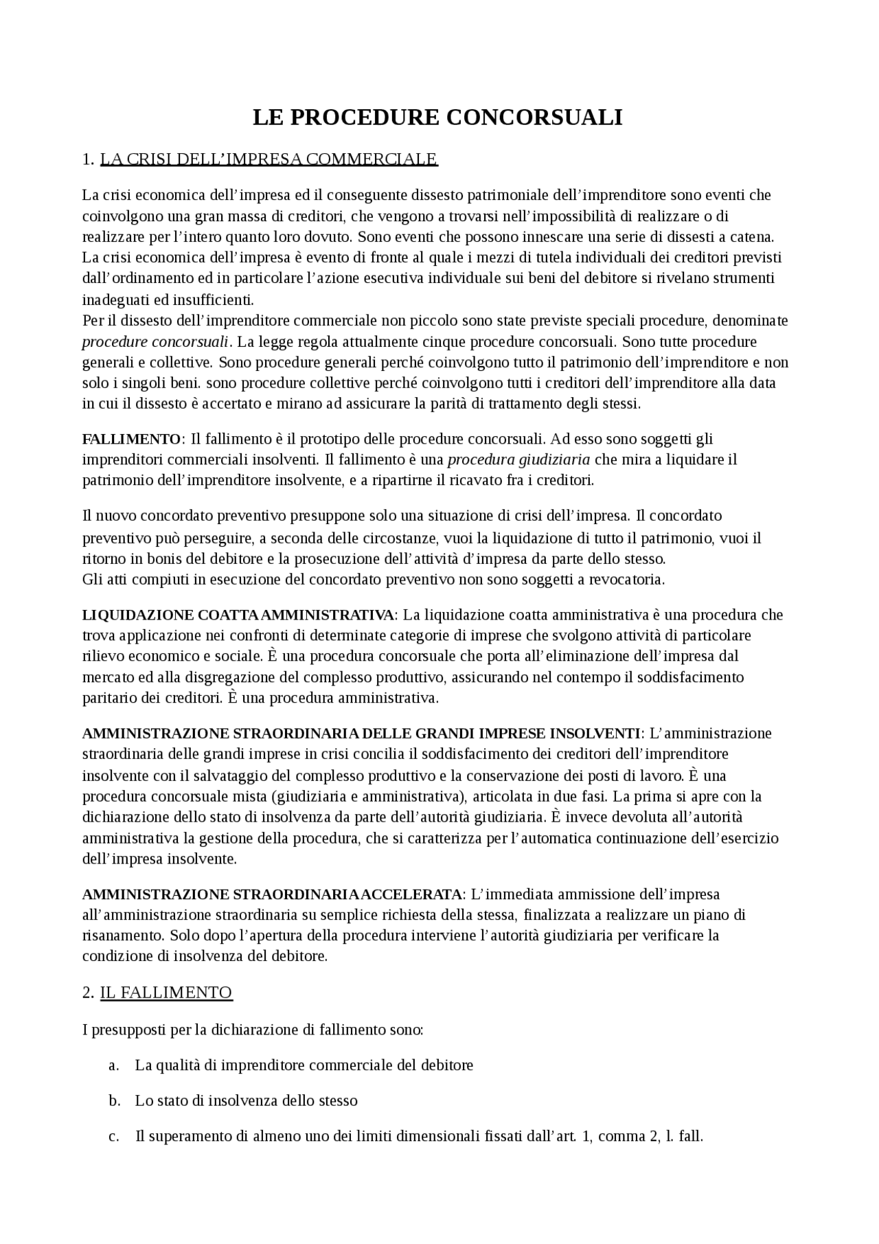 Le Procedure Concorsuali Campobasso Docsity