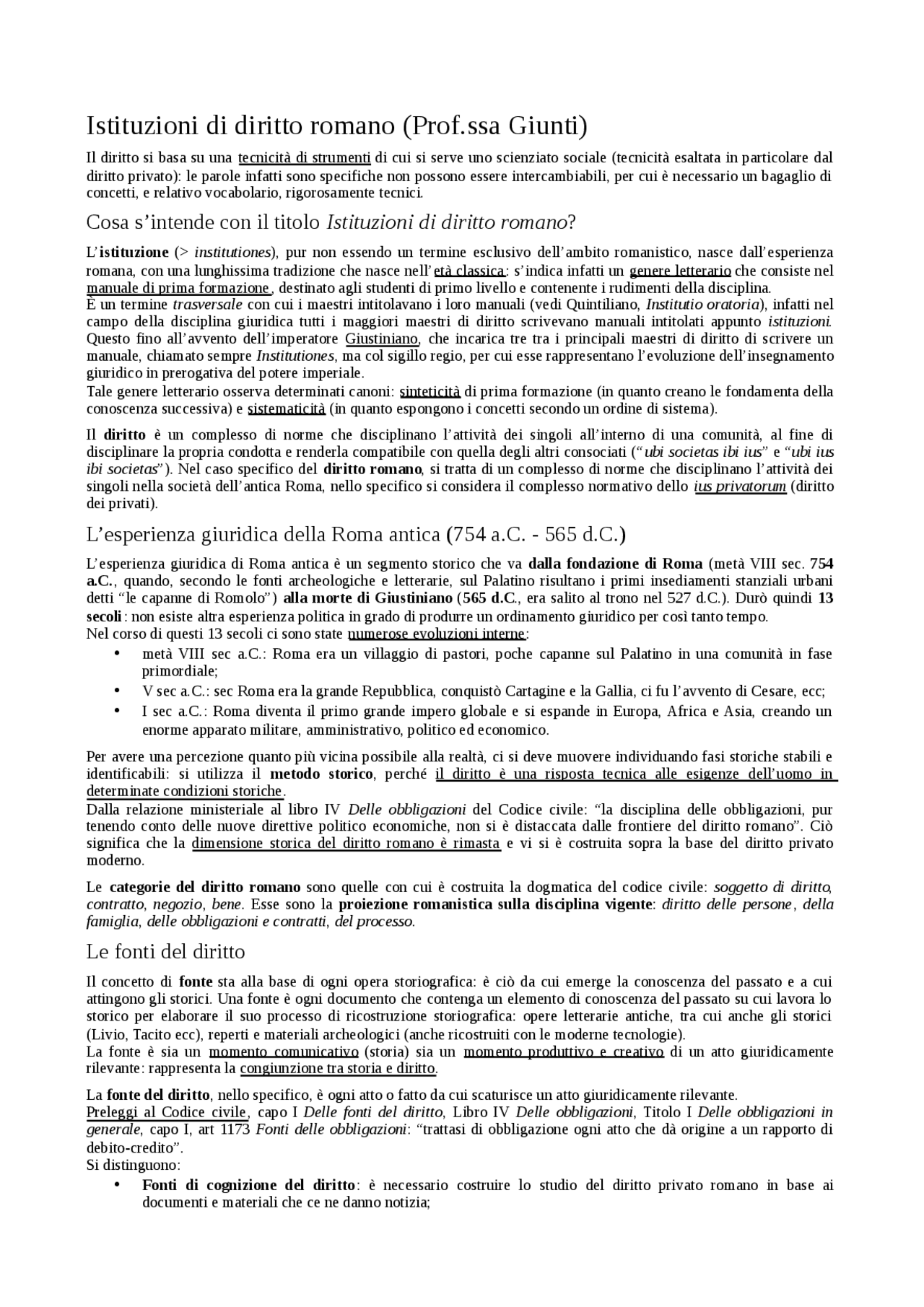 Diritto Romano Appunti Completi Lezioni Prof Giunti Docsity