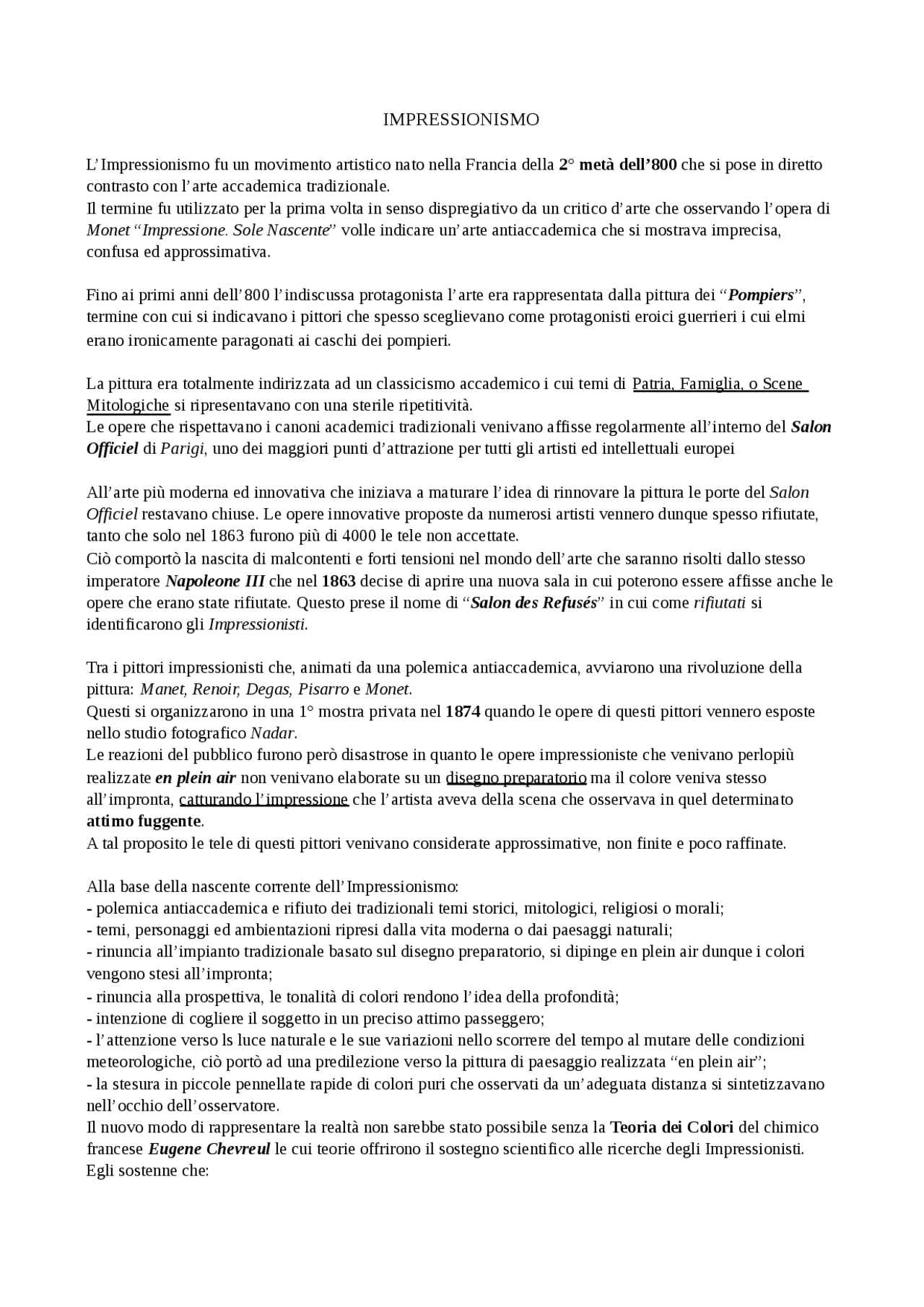 RIASSUNTO PROGRAMMA ARTE QUINTA LICEO - Docsity