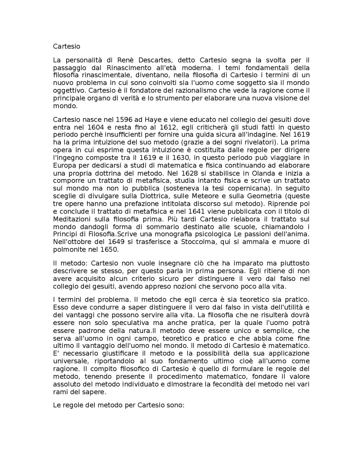 Appunti Filosofia Su Cartesio E Pascal Appunti Di Filosofia Docsity