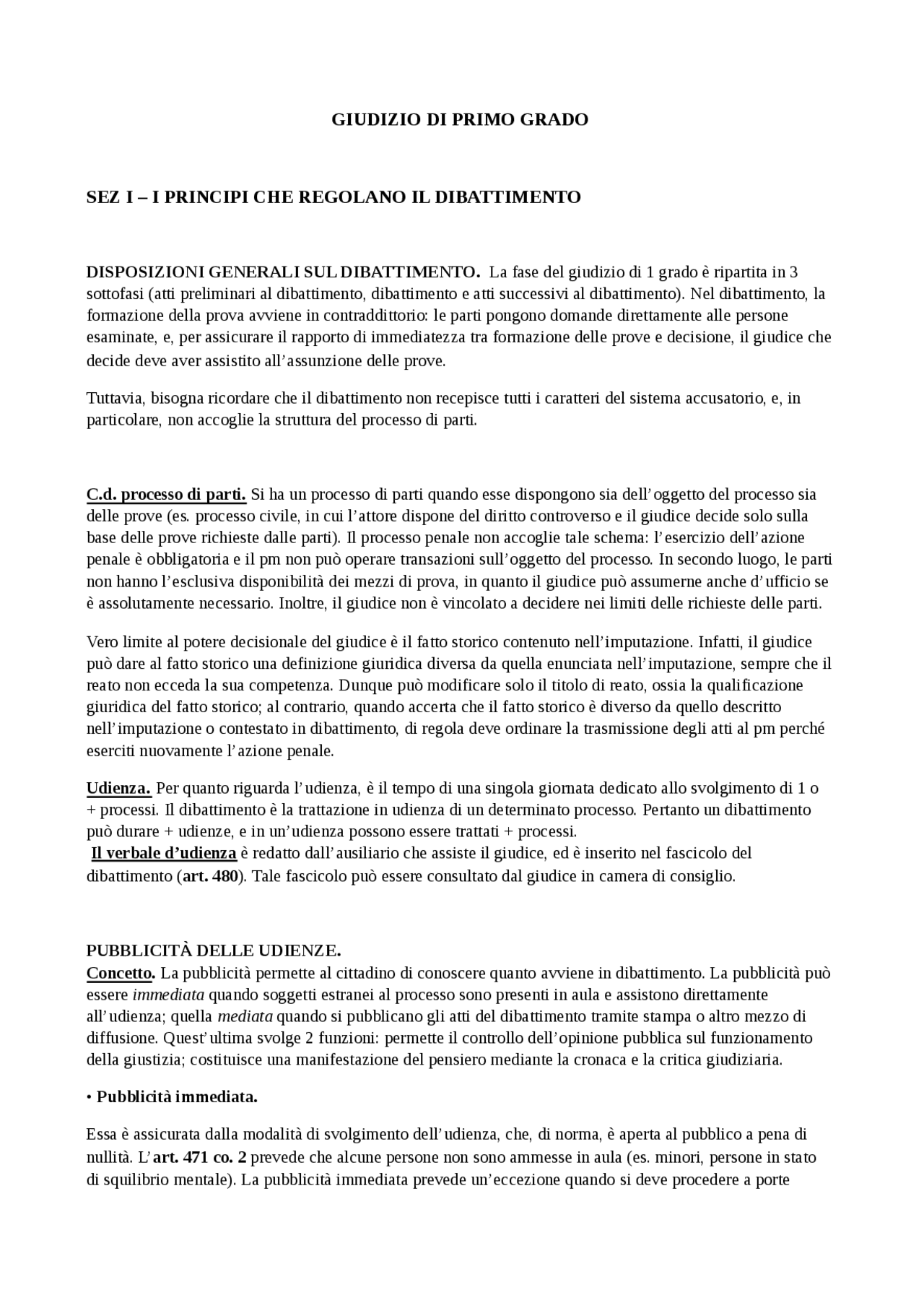 Giudizio Di Primo Grado Docsity