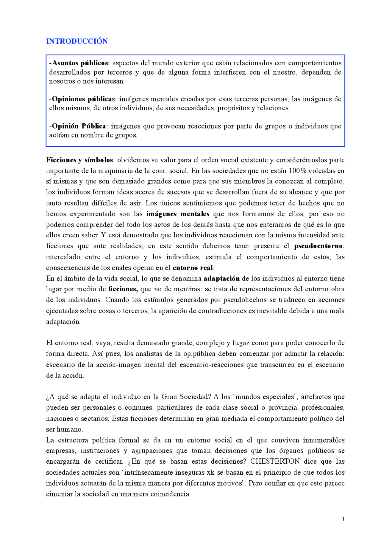 La Opinión Pública De Walter Lippam Docsity