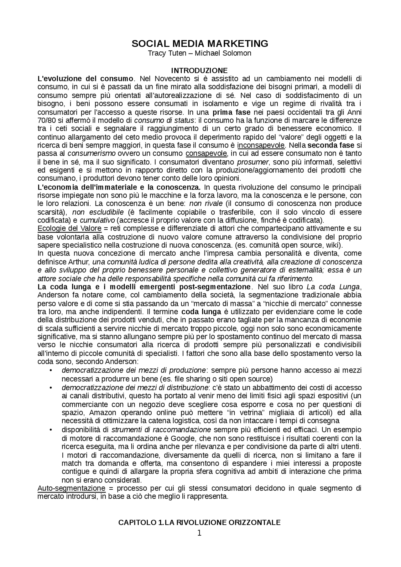 Riassunto Libro Social Media Marketing Di Tuten E Solomon Docsity