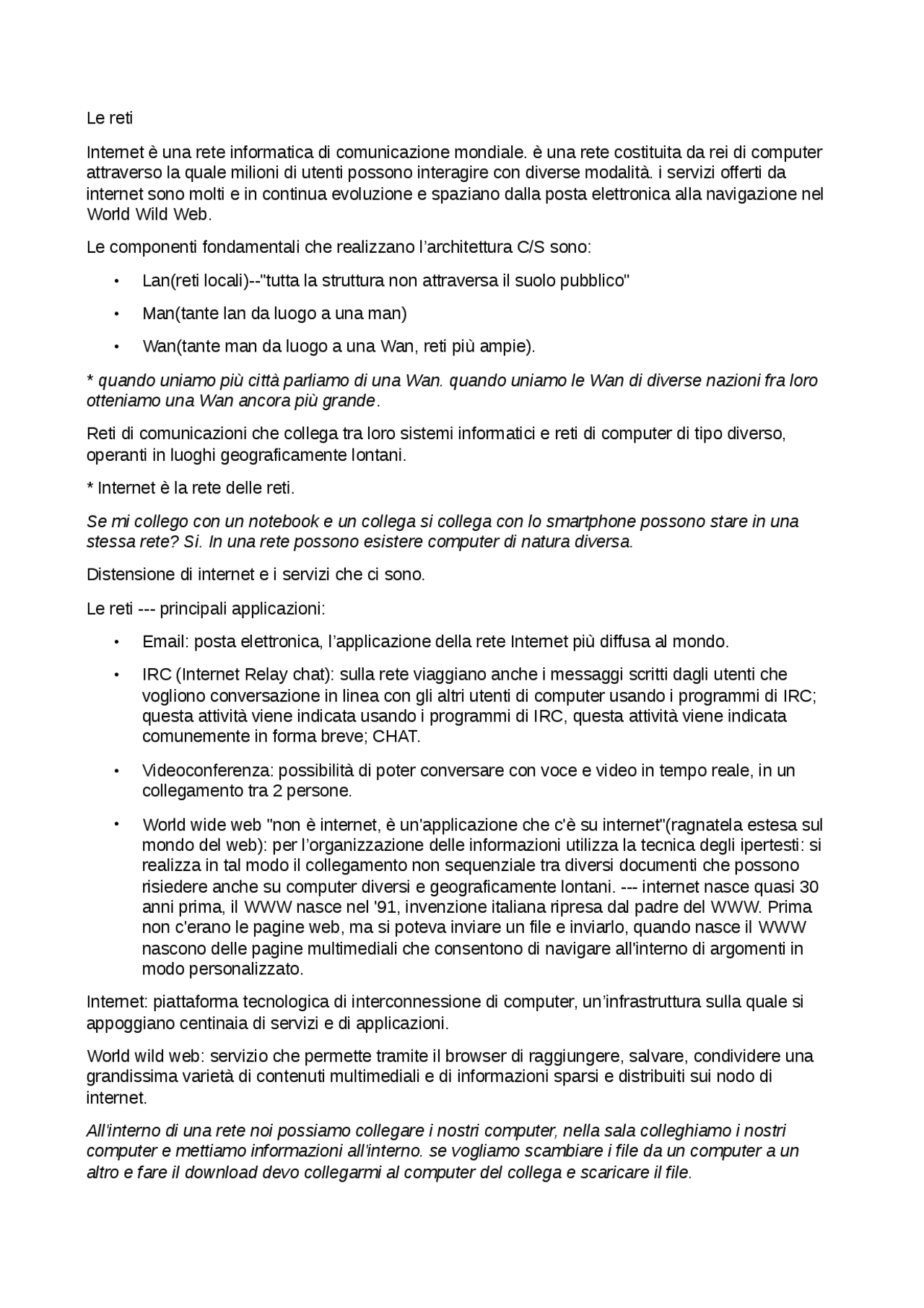Slide Informatica Prof Vinci Docsity