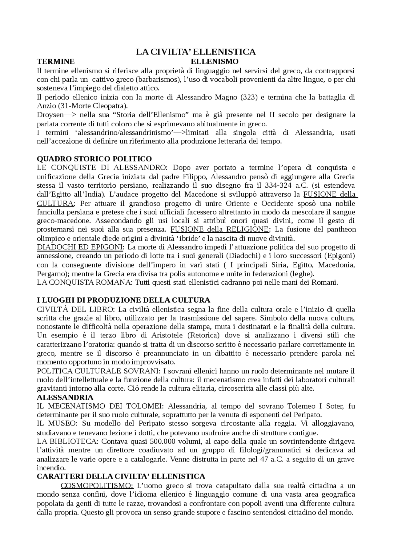 Programma Di Greco Quinto Liceo Docsity