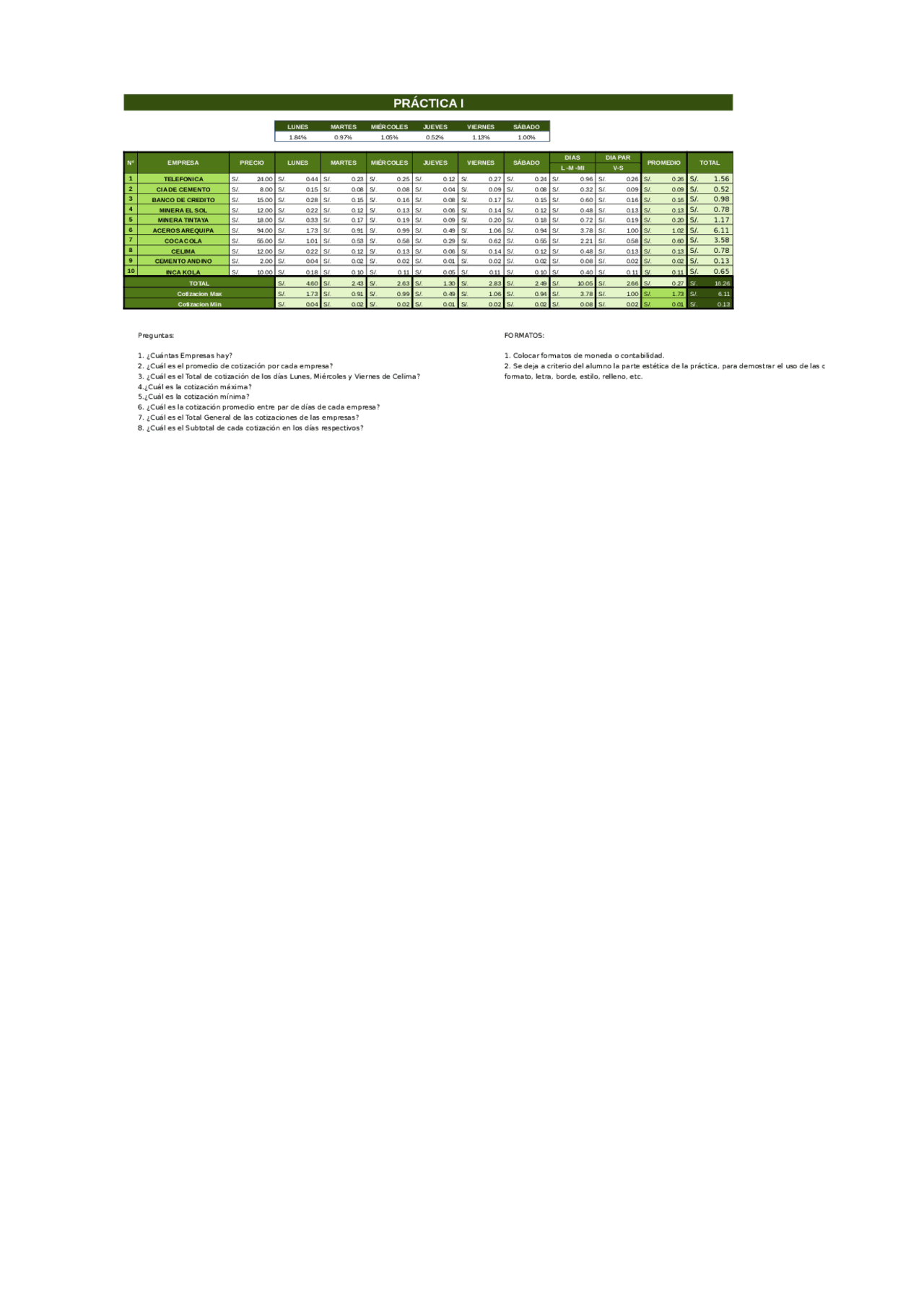 Excel Basico Ejercicios Resueltos Docsity