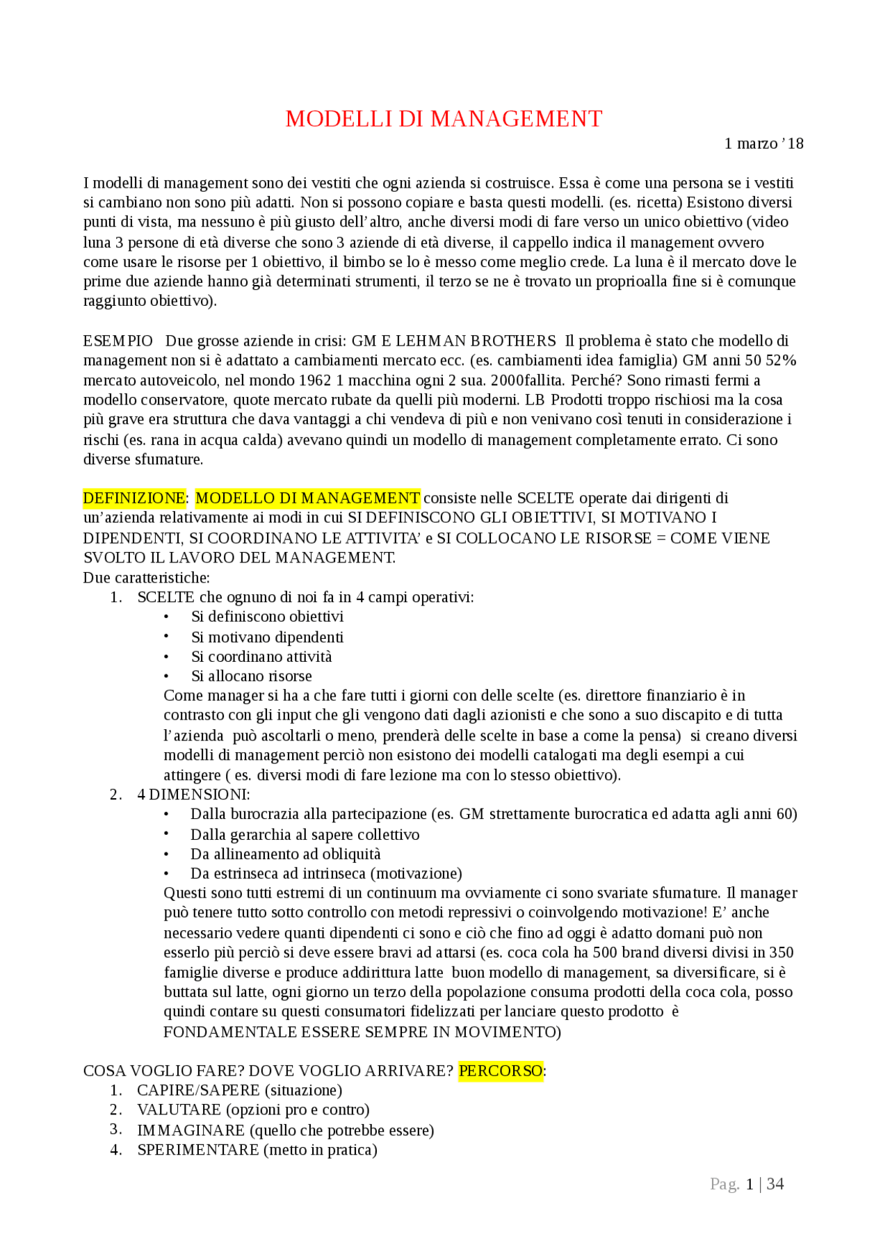 Modelli Di Management Docsity