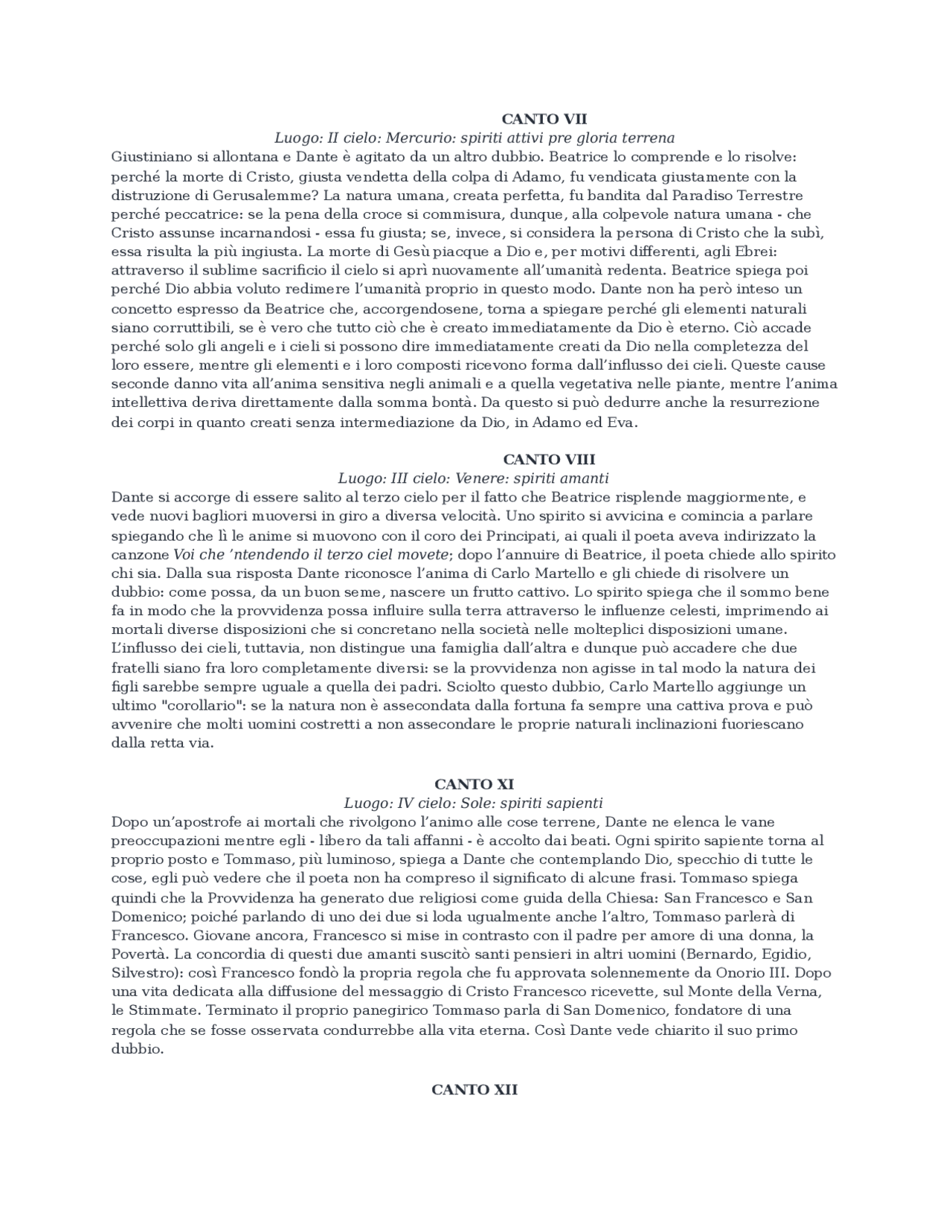 Il Paradiso Di Dante E I Primi Canti Docsity