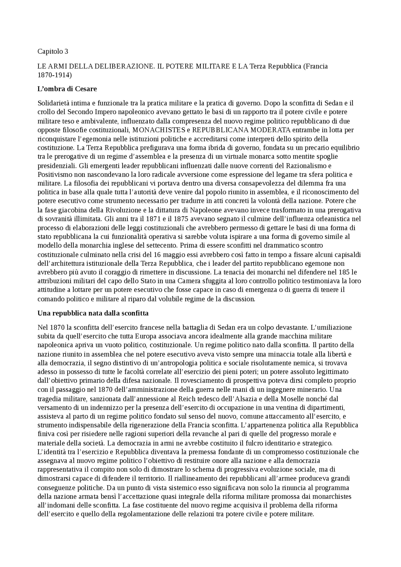 Riassunto Capitolo 3 Docsity