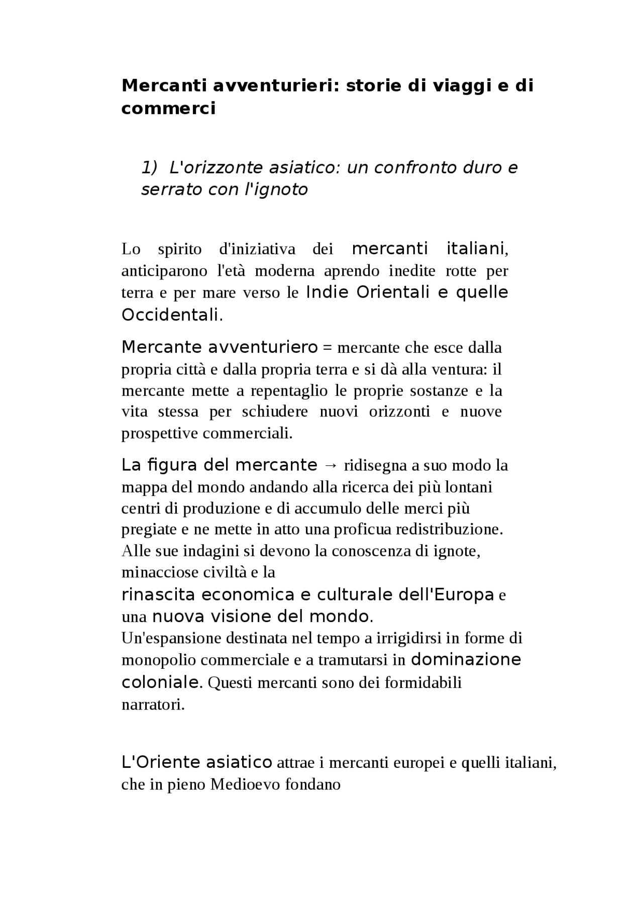 Riassunto Libro Mercanti Avventurieri Docsity