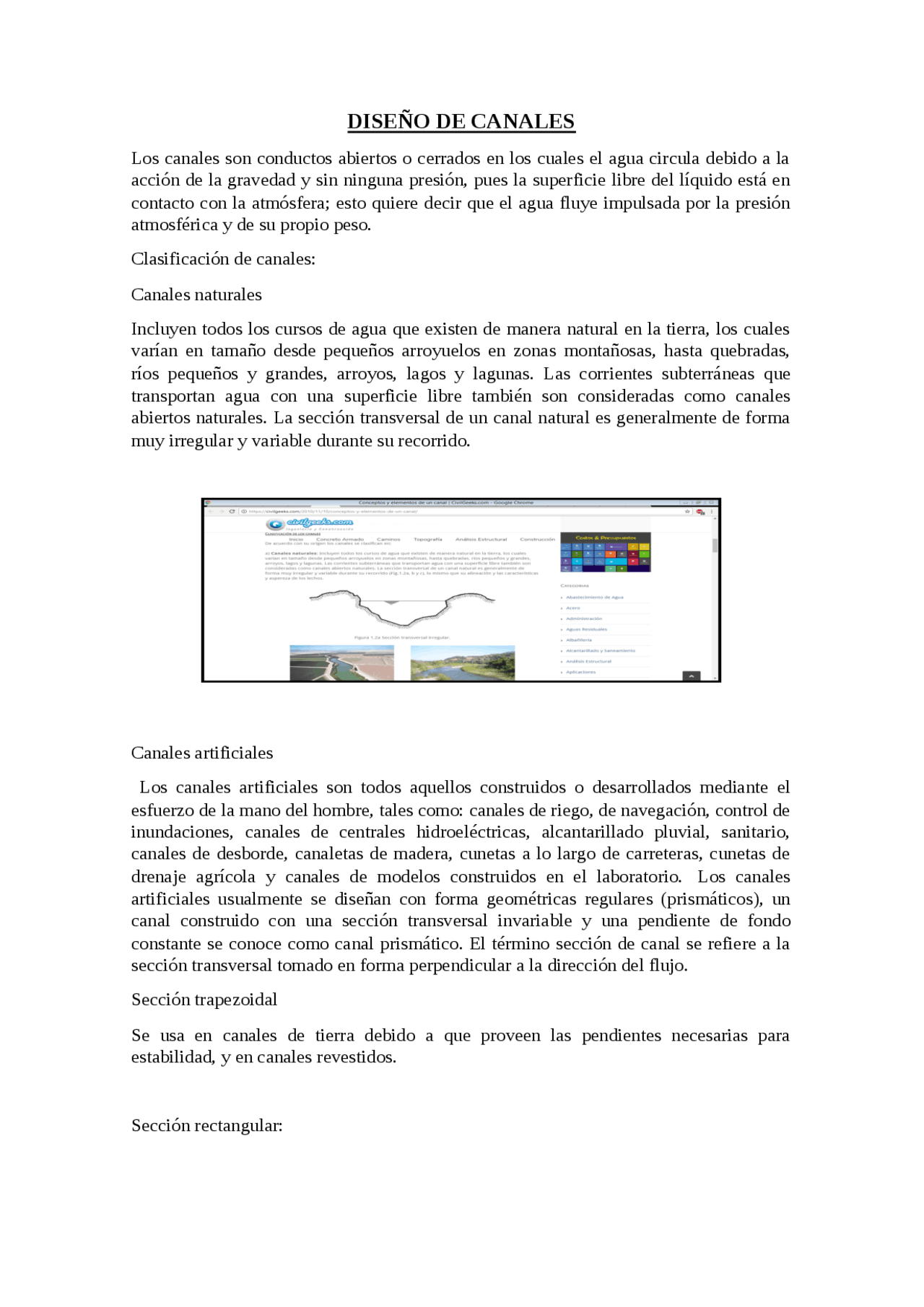 Canales De Agua Para Irrigaciones Apuntes De Hidrología Docsity