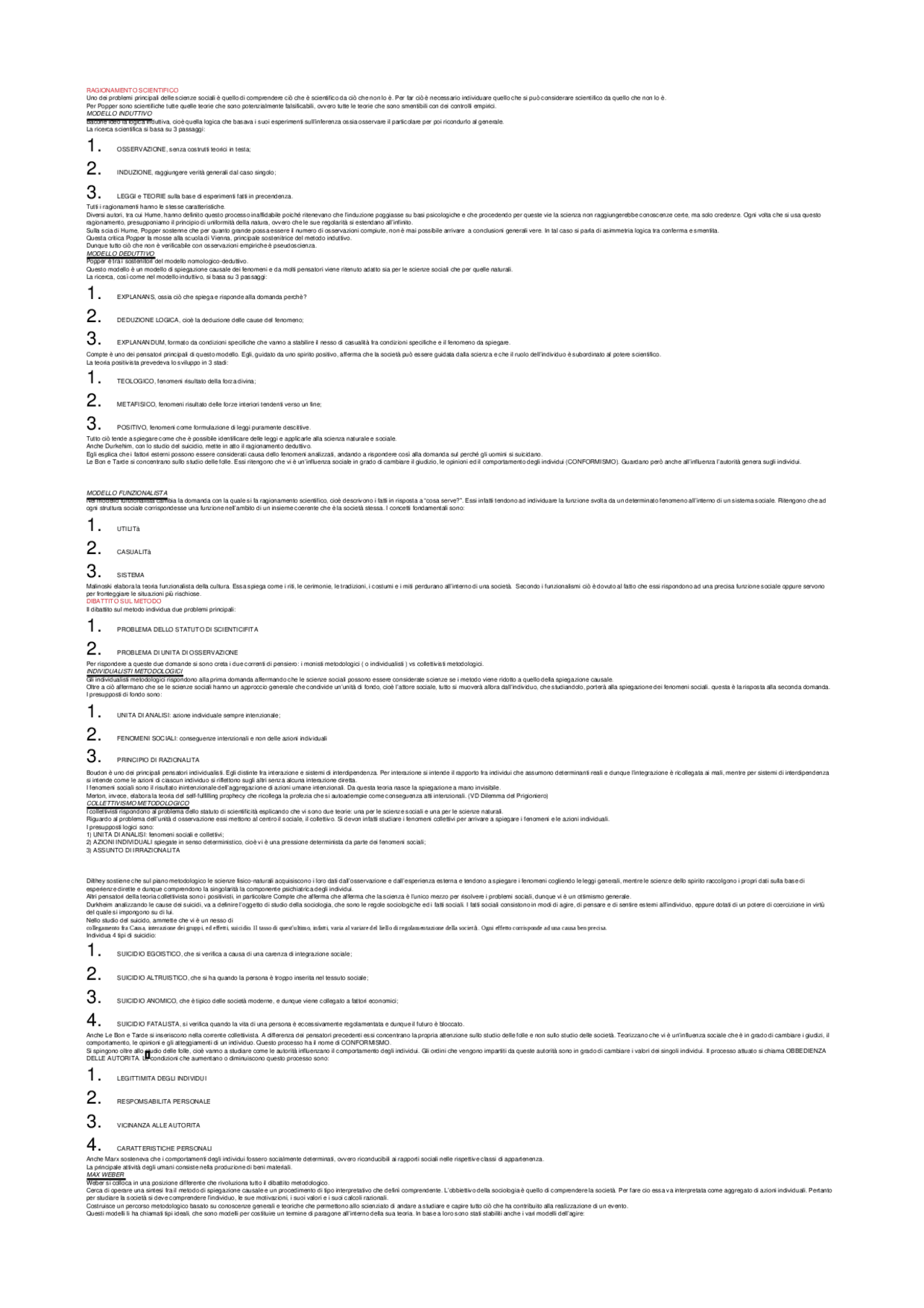 Riassunto Di Metodologia Delle Scienze Sociali Docsity